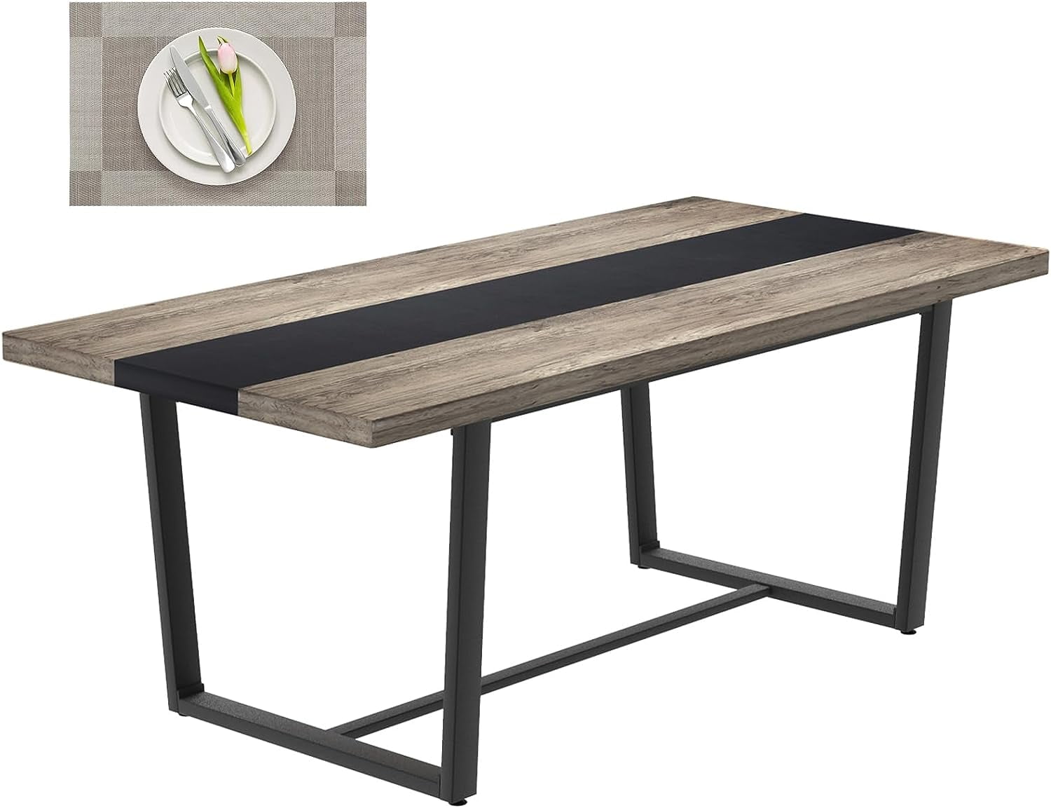 STHOUYN 71" 6ft Large Dinner Table for 6 8 Seat Dining Room Table ...