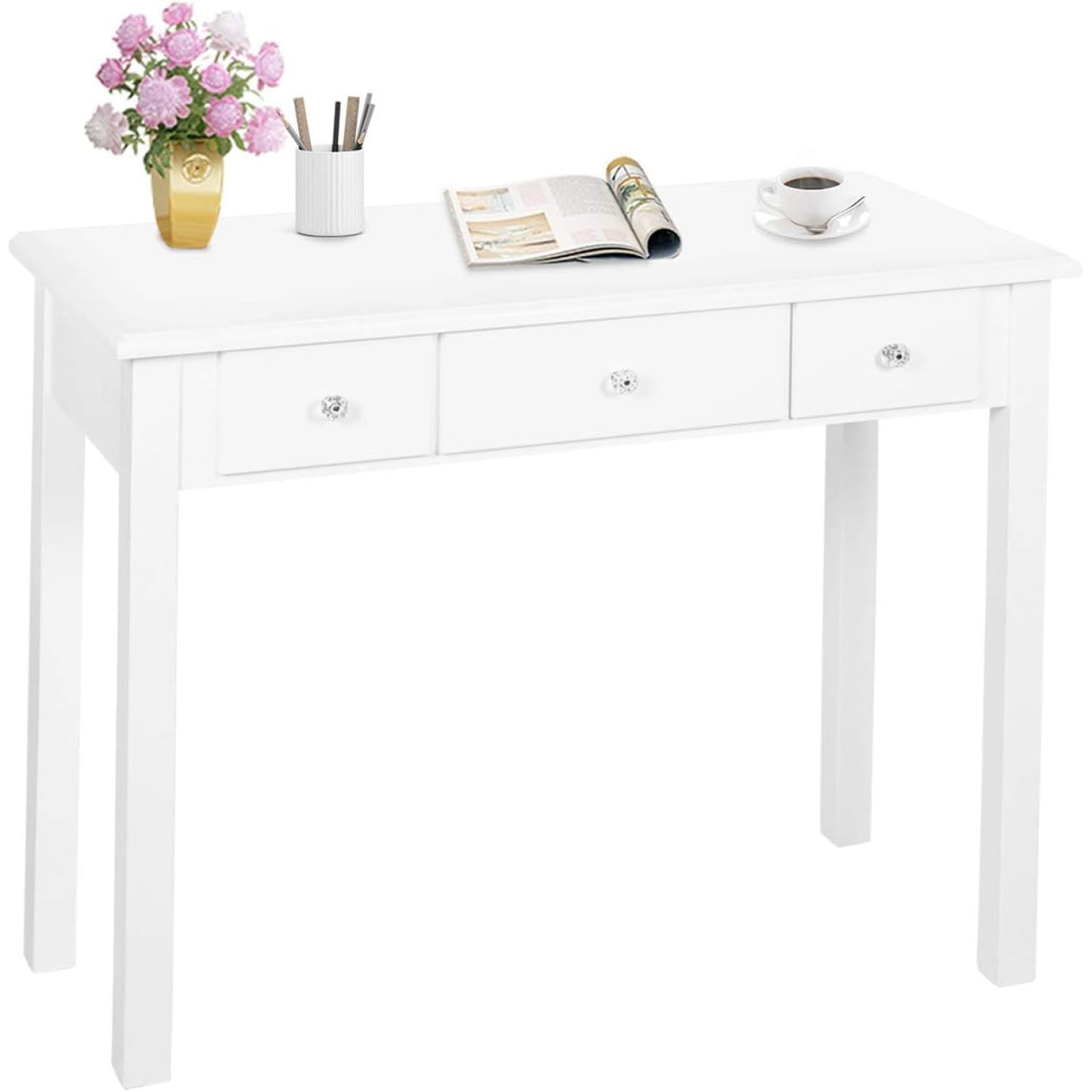 STHOUYN Home Office Small Writing Desk with Drawers Bedroom, Study ...