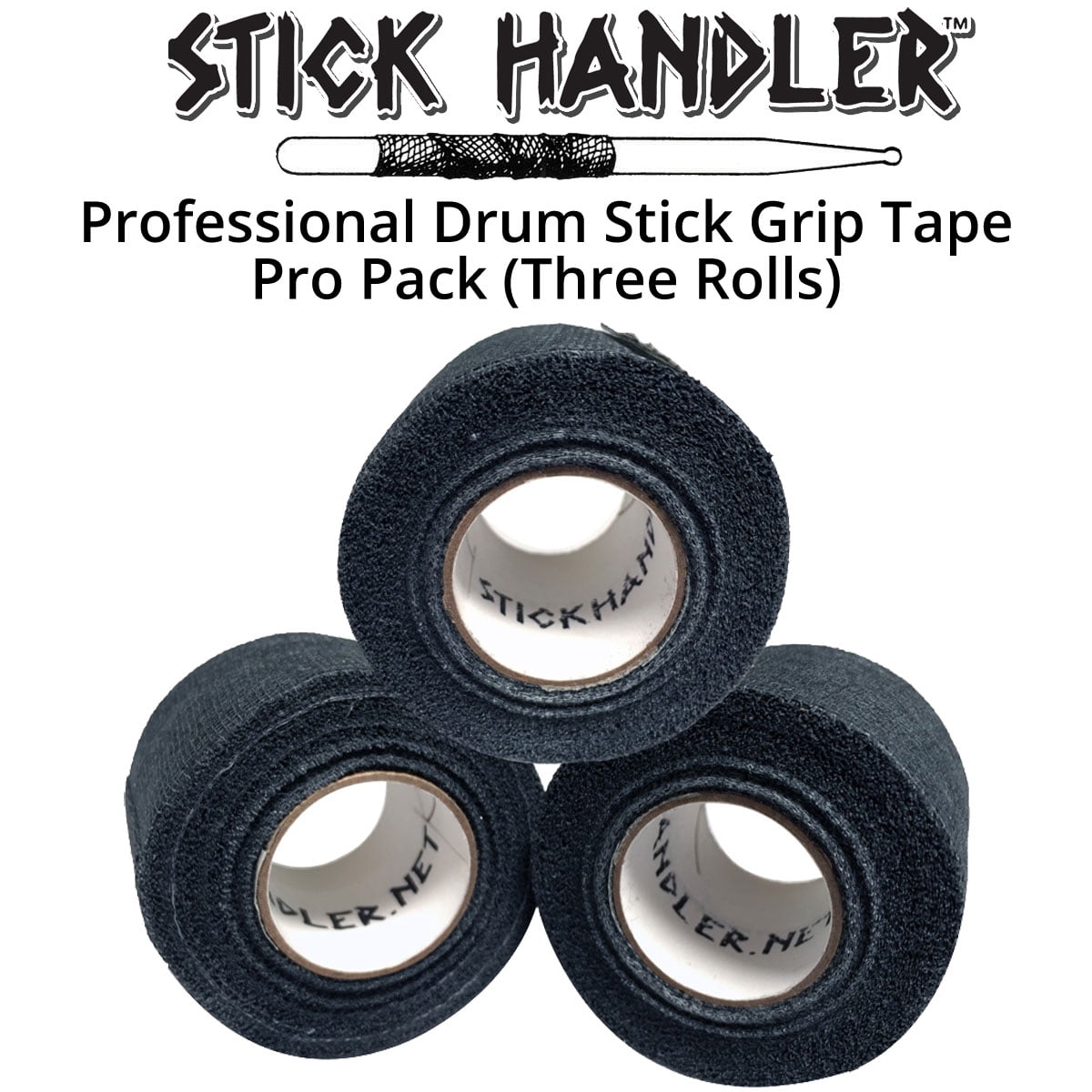 STICK HANDLER™ Professional Drum Stick Grip Tape Pro Pack (Black | Four ...