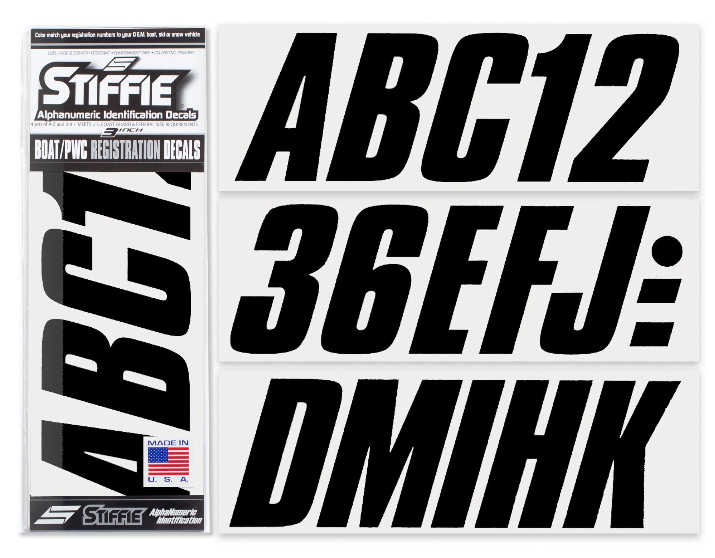 STIFFIE Shift Black 3" ID Kit Alpha-Numeric Registration Identification ...