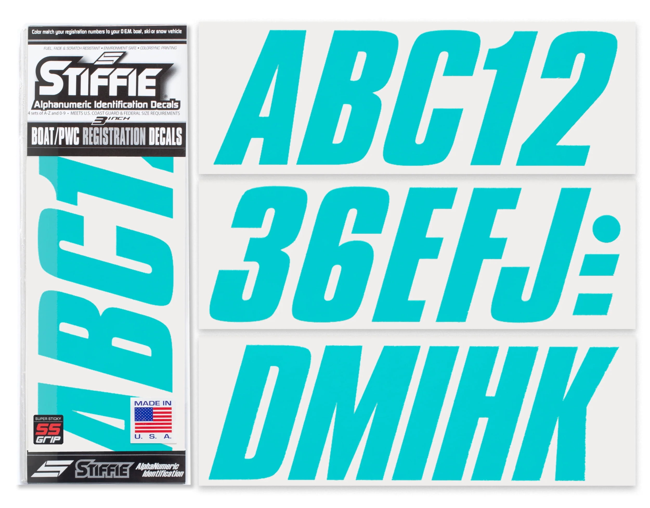 STIFFIE Shift Candy Blue Super Sticky 3" Alpha Numeric Registration ...