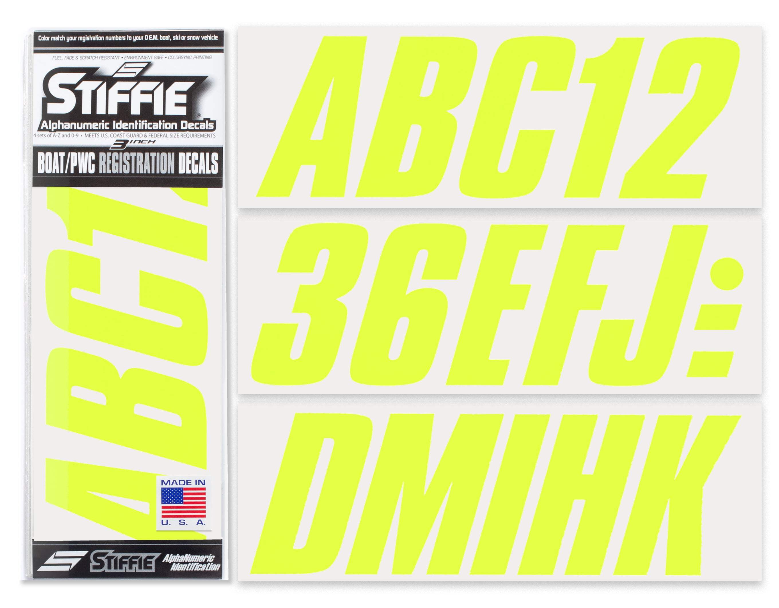 STIFFIE Shift Day Glow Yellow 3" ID Kit Alpha-Numeric Registration ...