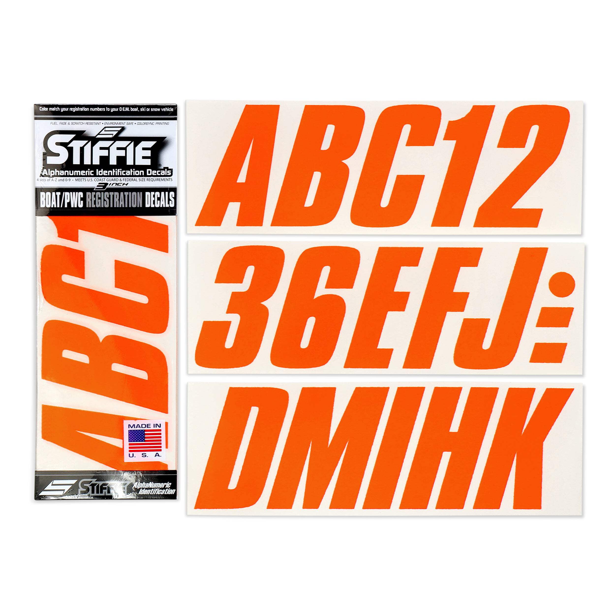 STIFFIE Shift Electric Orange 3" ID Kit Alpha-Numeric Registration ...