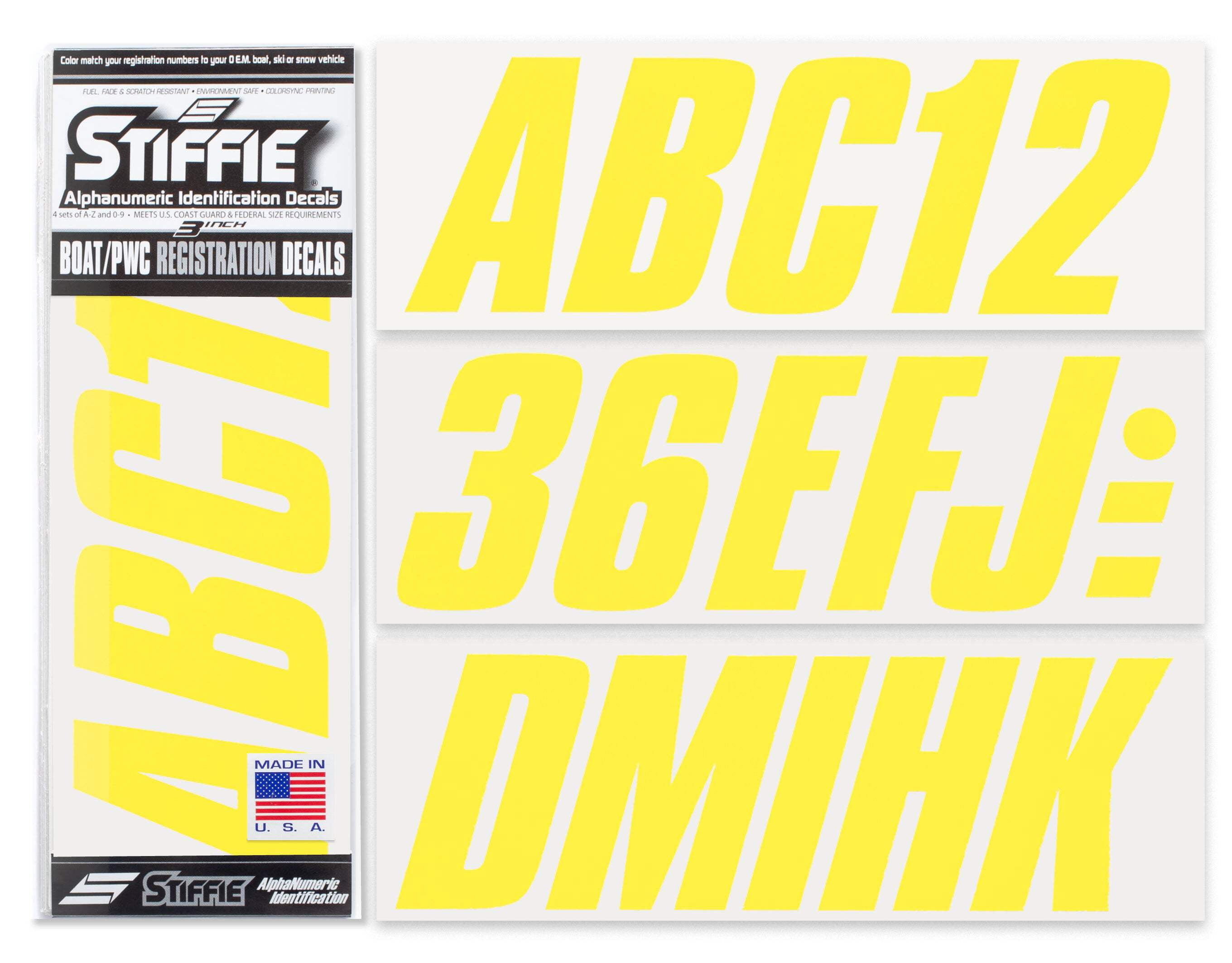 STIFFIE Shift Electric Yellow 3" ID Kit Alpha-Numeric Registration ...