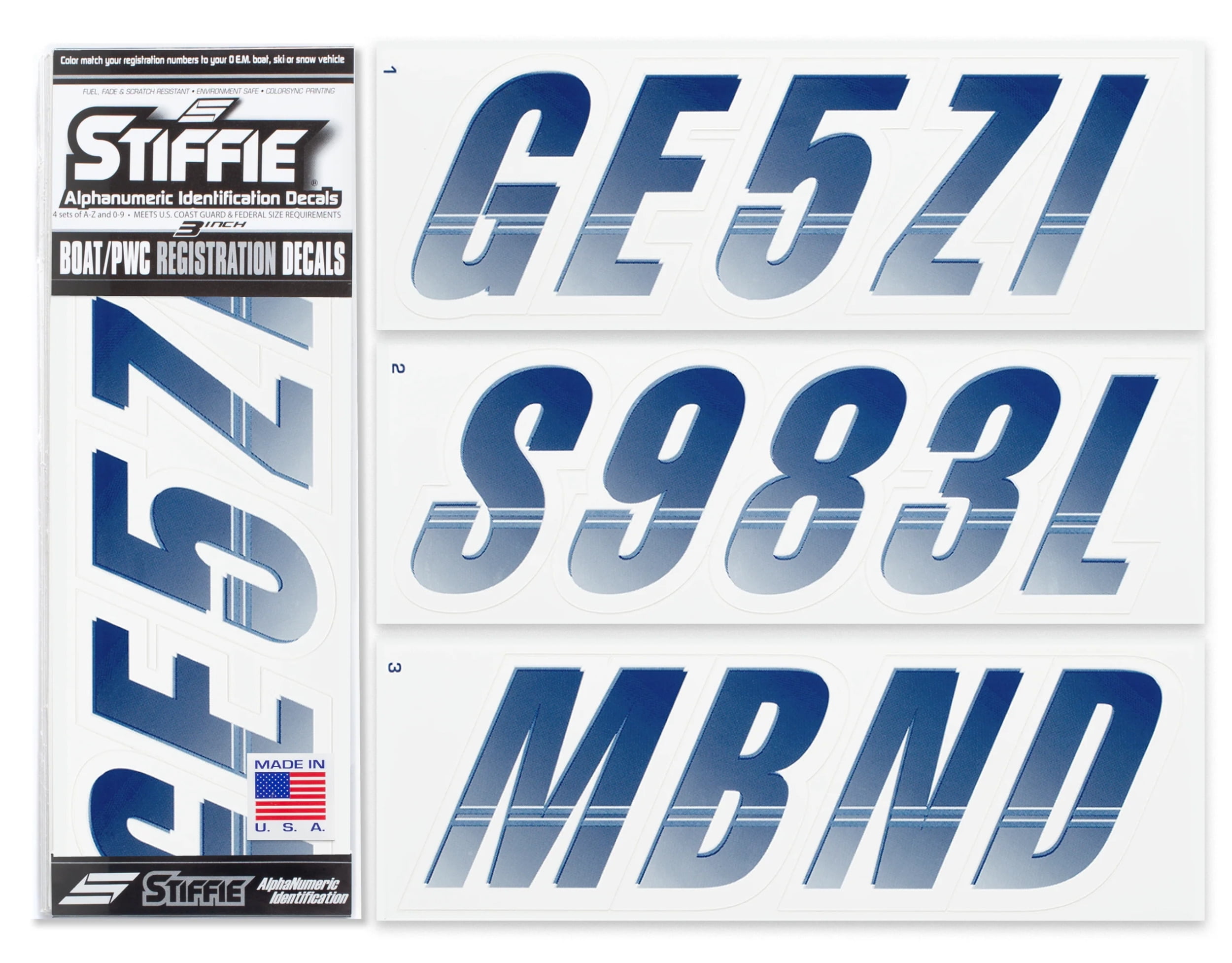 STIFFIE Techtron Navy / White 3" Alpha-Numeric Identification Custom ...