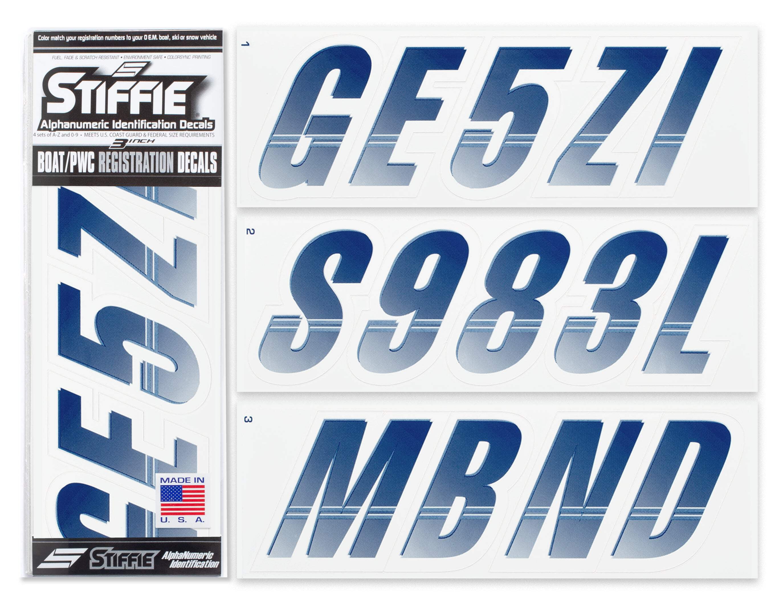 STIFFIE Techtron Navy / White 3" Alpha-Numeric Identification Custom ...
