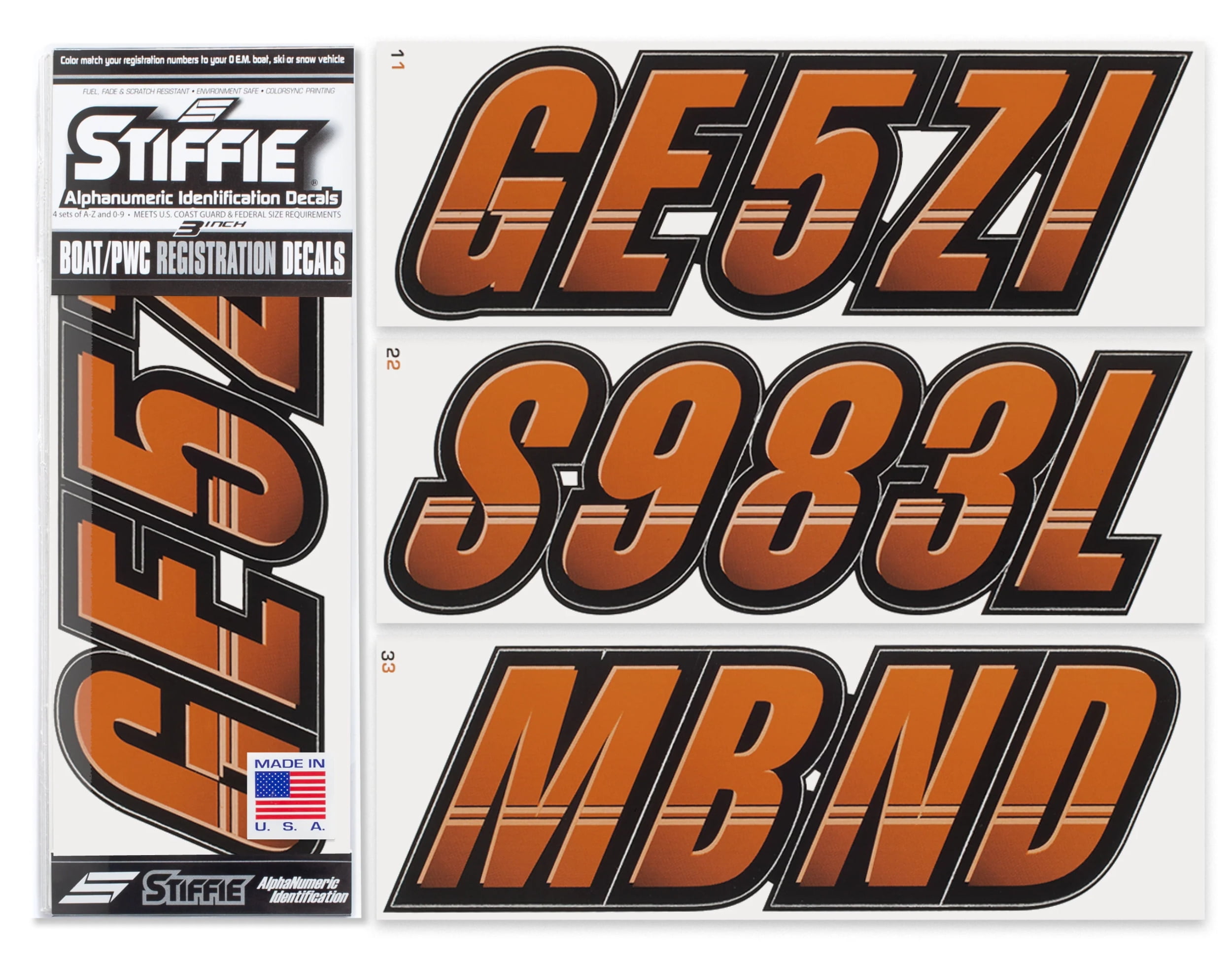 STIFFIE Techtron Rust/Black 3" Alpha-Numeric Identification Custom Kit ...
