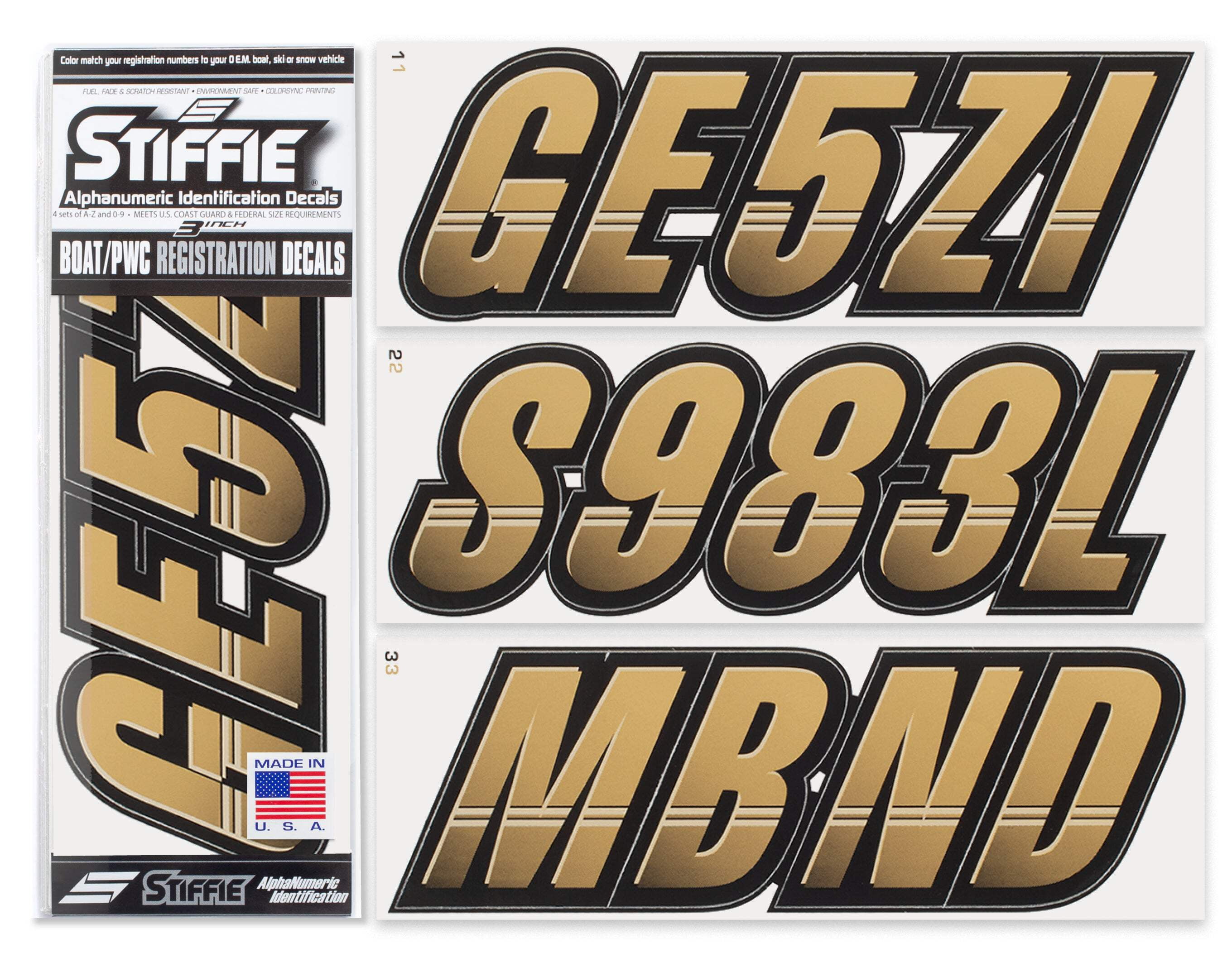 STIFFIE Techtron Tan/Black 3" Alpha-Numeric Identification Custom Kit ...
