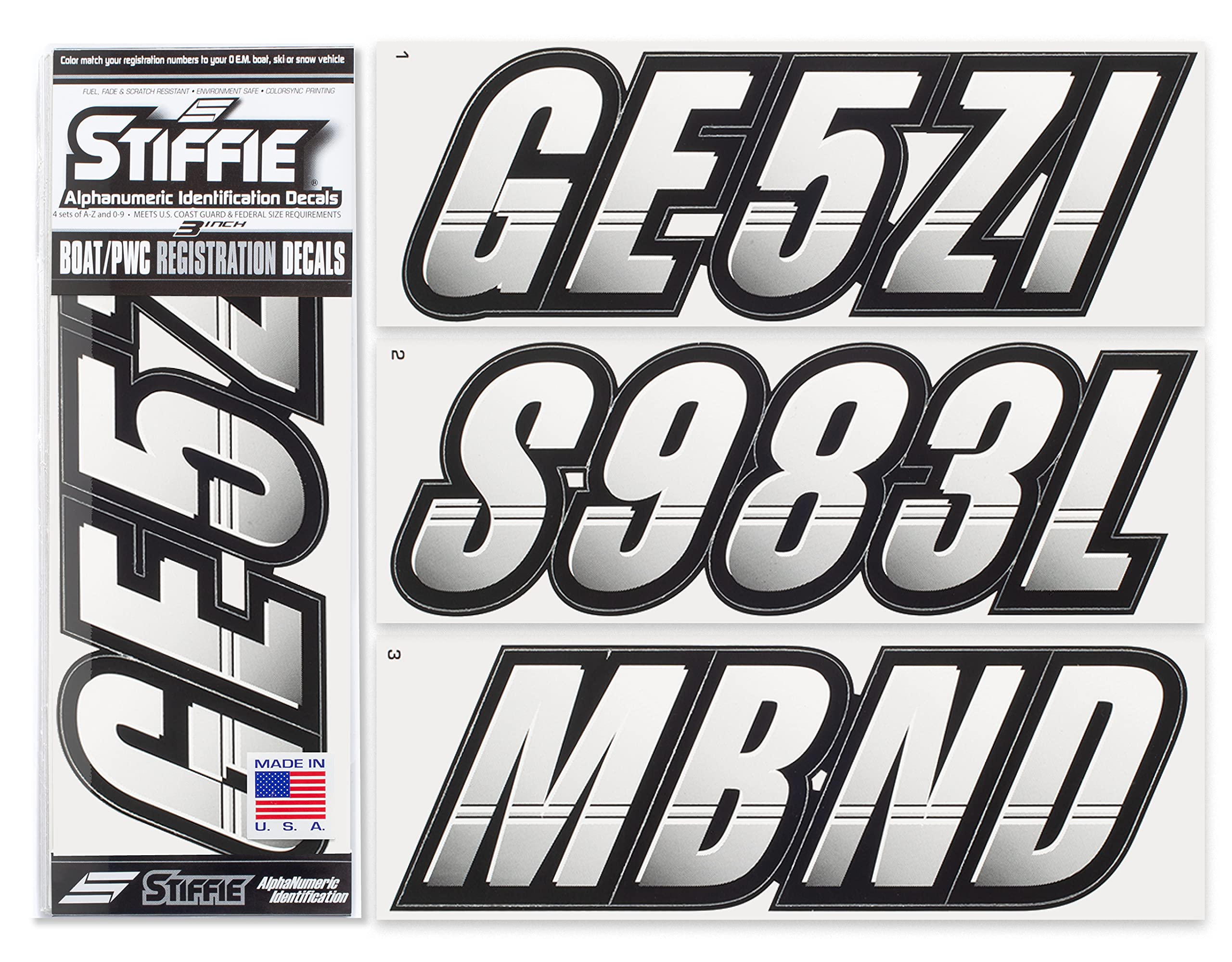 STIFFIE Techtron White/Black 3" RRF12 Alpha-Numeric Registration ...