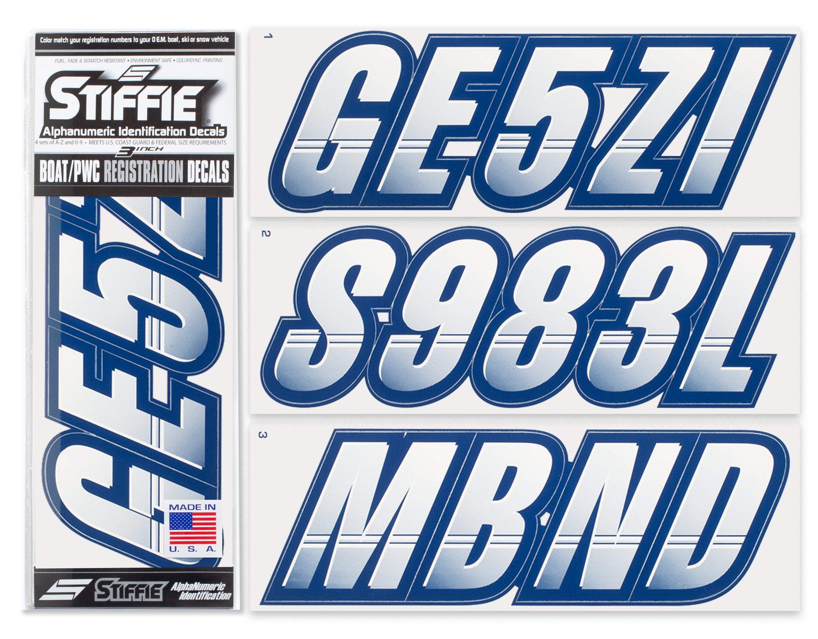STIFFIE Techtron White/Navy 3" Alpha-Numeric Identification Custom Kit ...