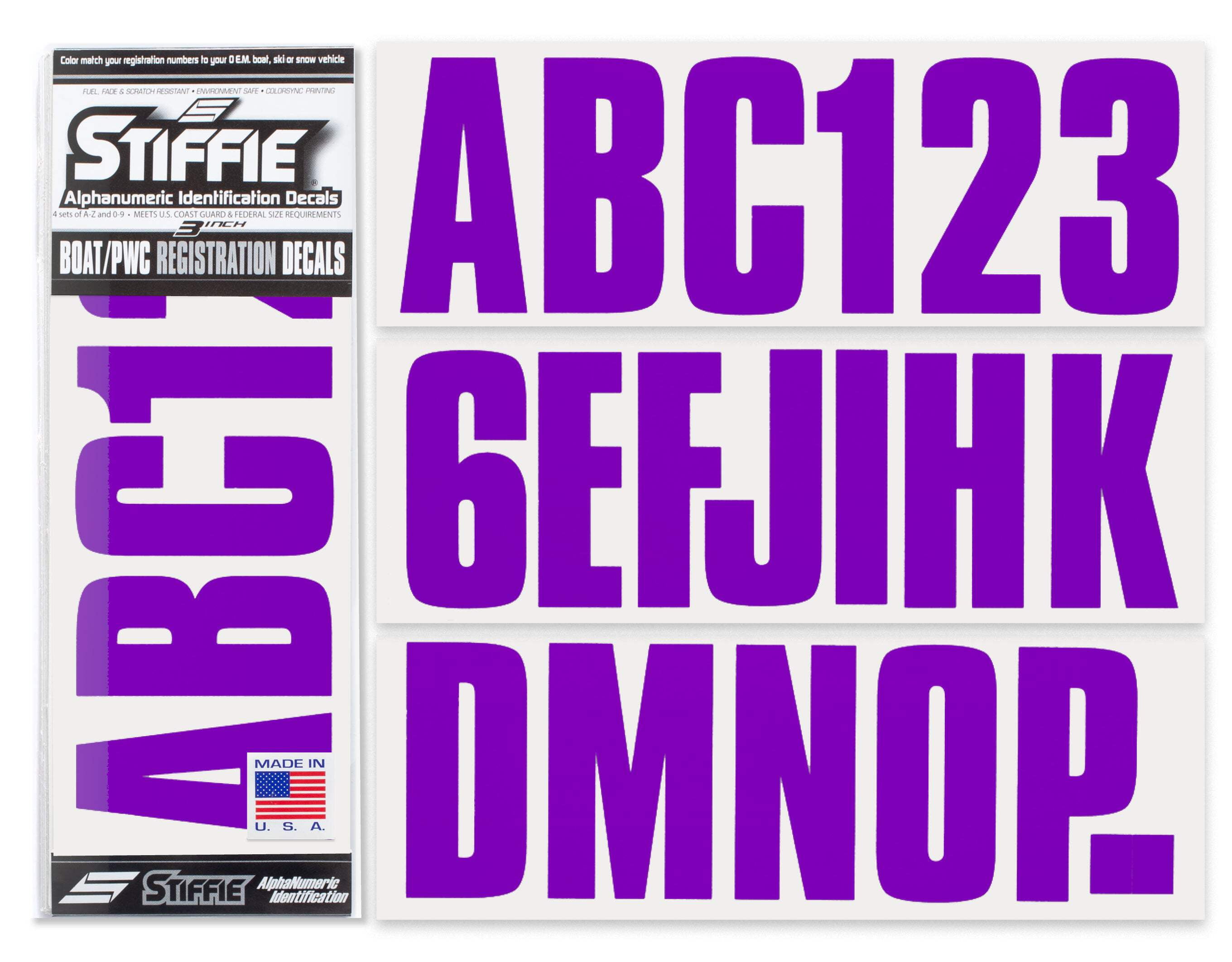 STIFFIE Uniline Purple 3" Alpha-Numeric Identification Custom Kit ...