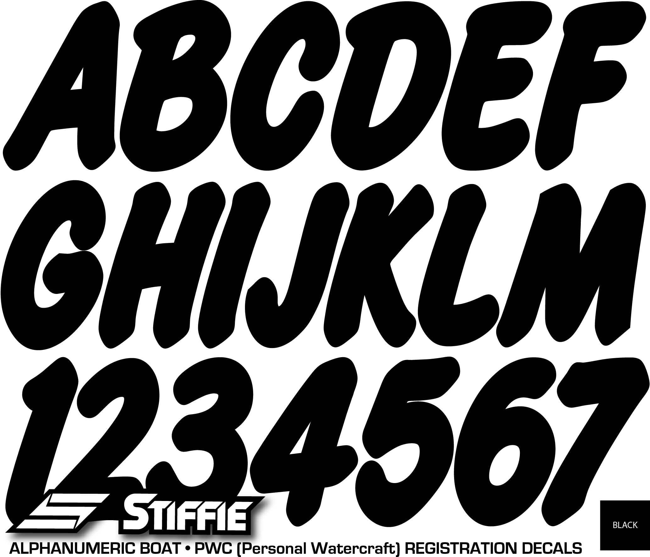 STIFFIE Whip-One Black 3" Alpha-Numeric Registration Identification ...