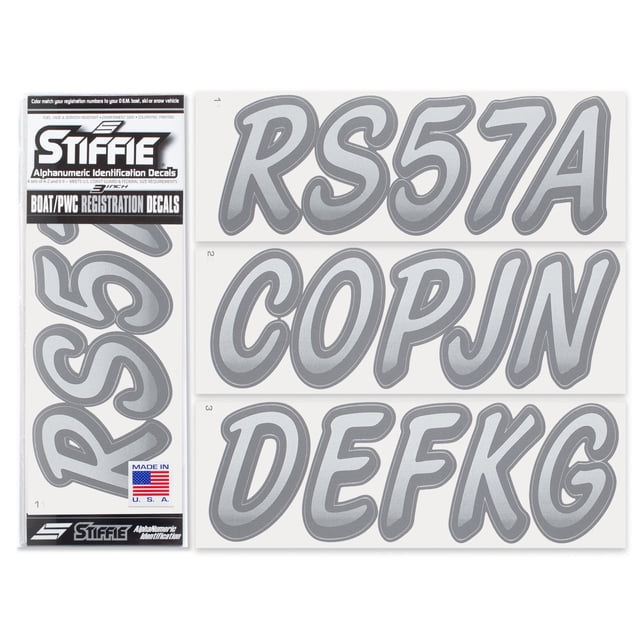 STIFFIE Whipline Metallic Silver / Carbon 3" Alpha-Numeric ...