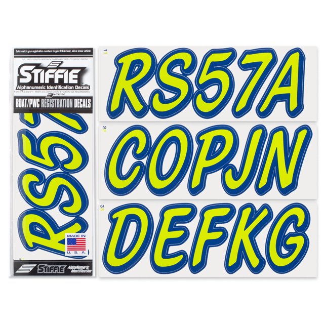 STIFFIE Whipline Solid Atomic Green/Navy 3" Alpha-Numeric Registration ...