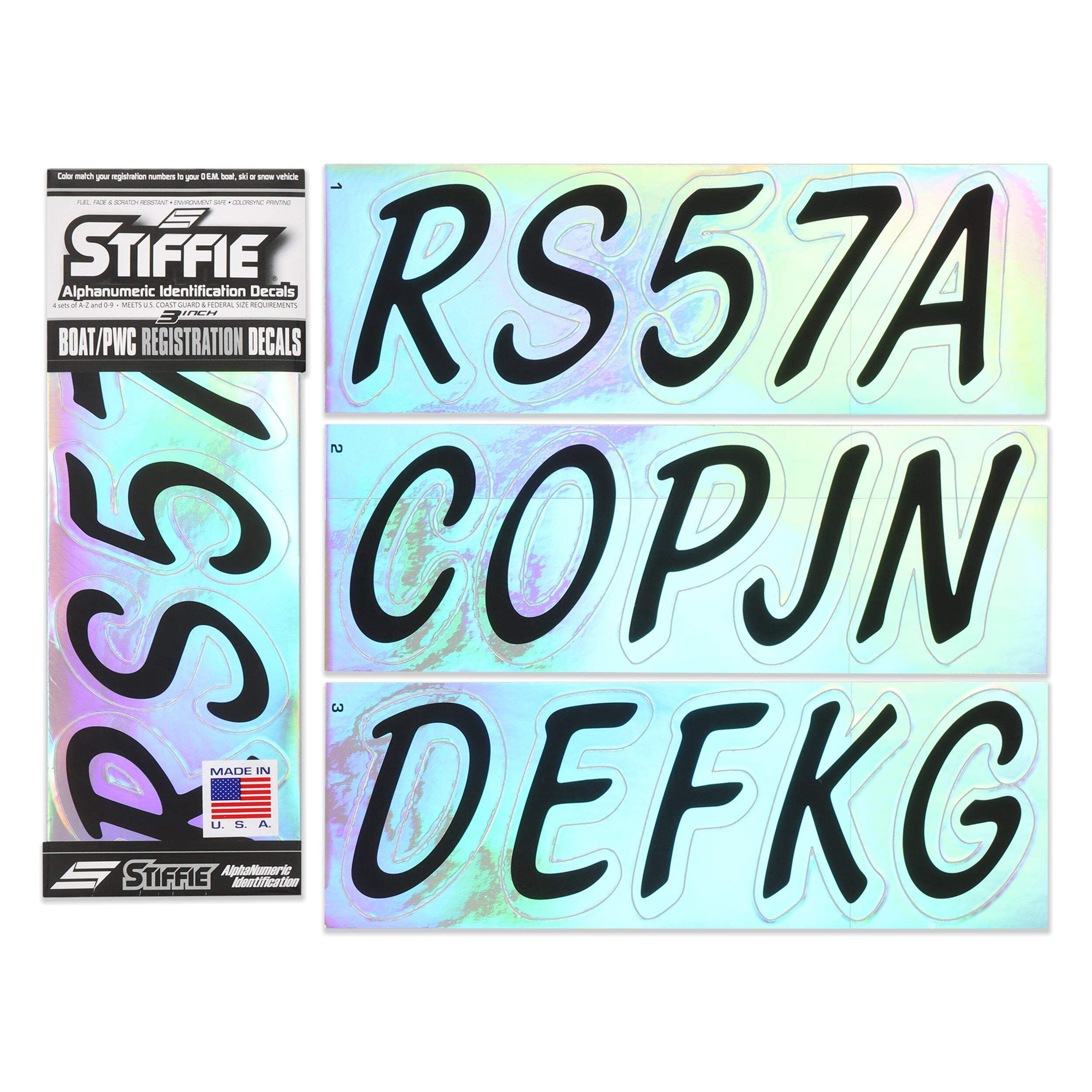 STIFFIE Whipline Solid Black/Chrome 3" Alpha-Numeric Registration ...