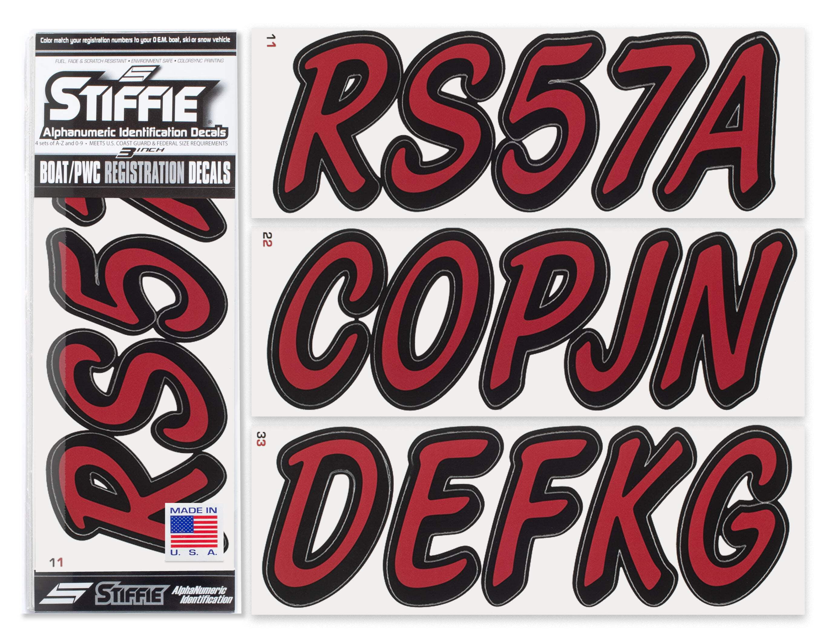 STIFFIE Whipline Solid Burgundy/Black 3" Alpha-Numeric Registration ...