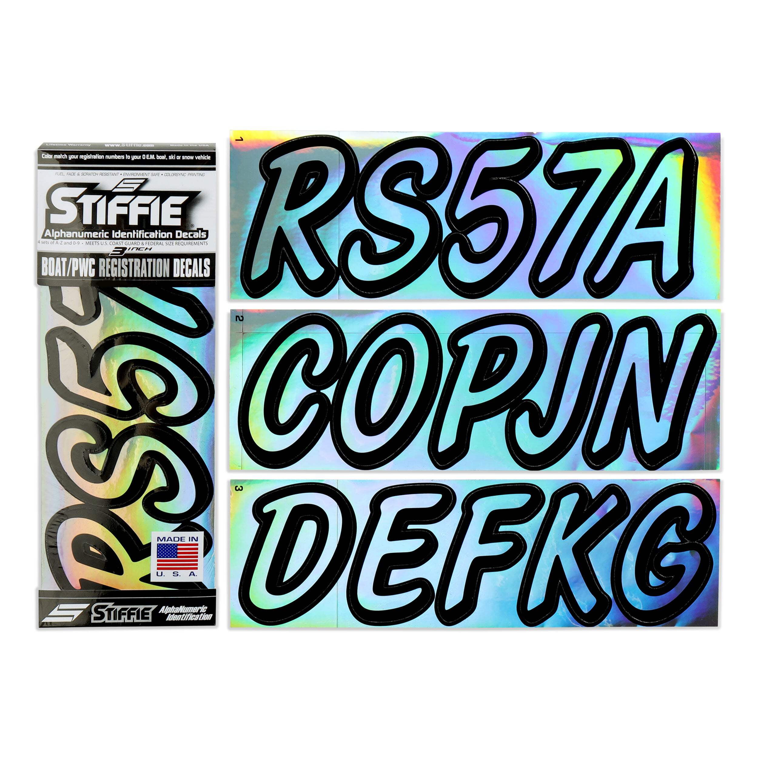 STIFFIE Whipline Solid Chrome/Black 3" Alpha-Numeric Registration ...