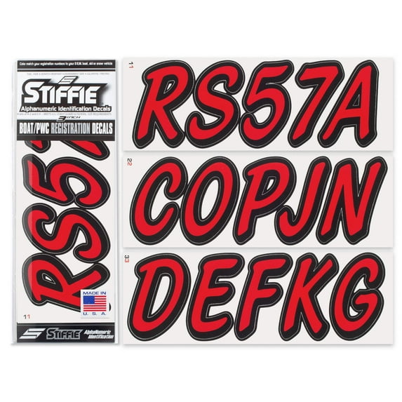 STIFFIE Whipline Solid Red/Black 3" Alpha-Numeric Registration ...