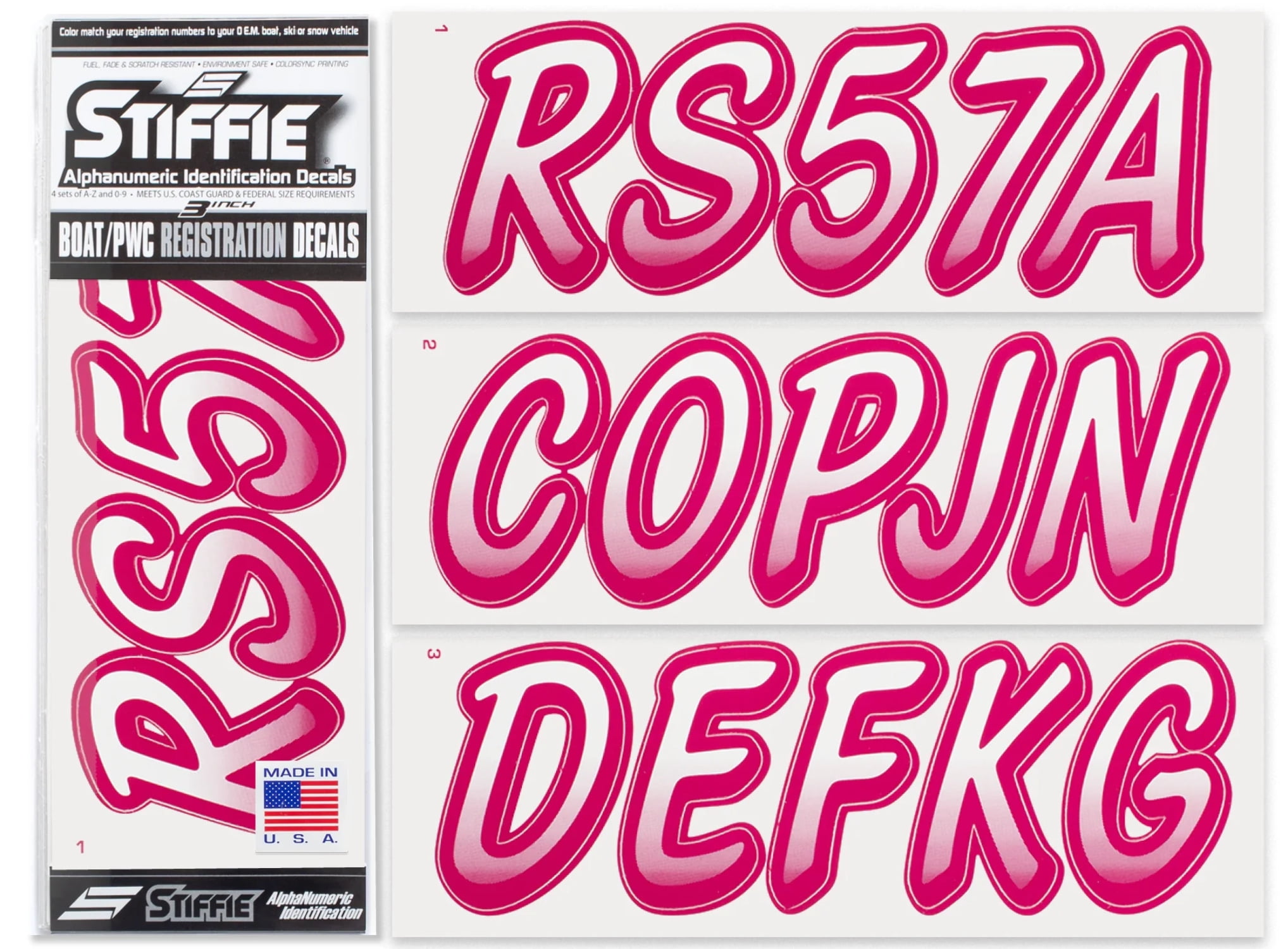 STIFFIE Whipline White / Berry 3" Alpha-Numeric Identification Custom ...