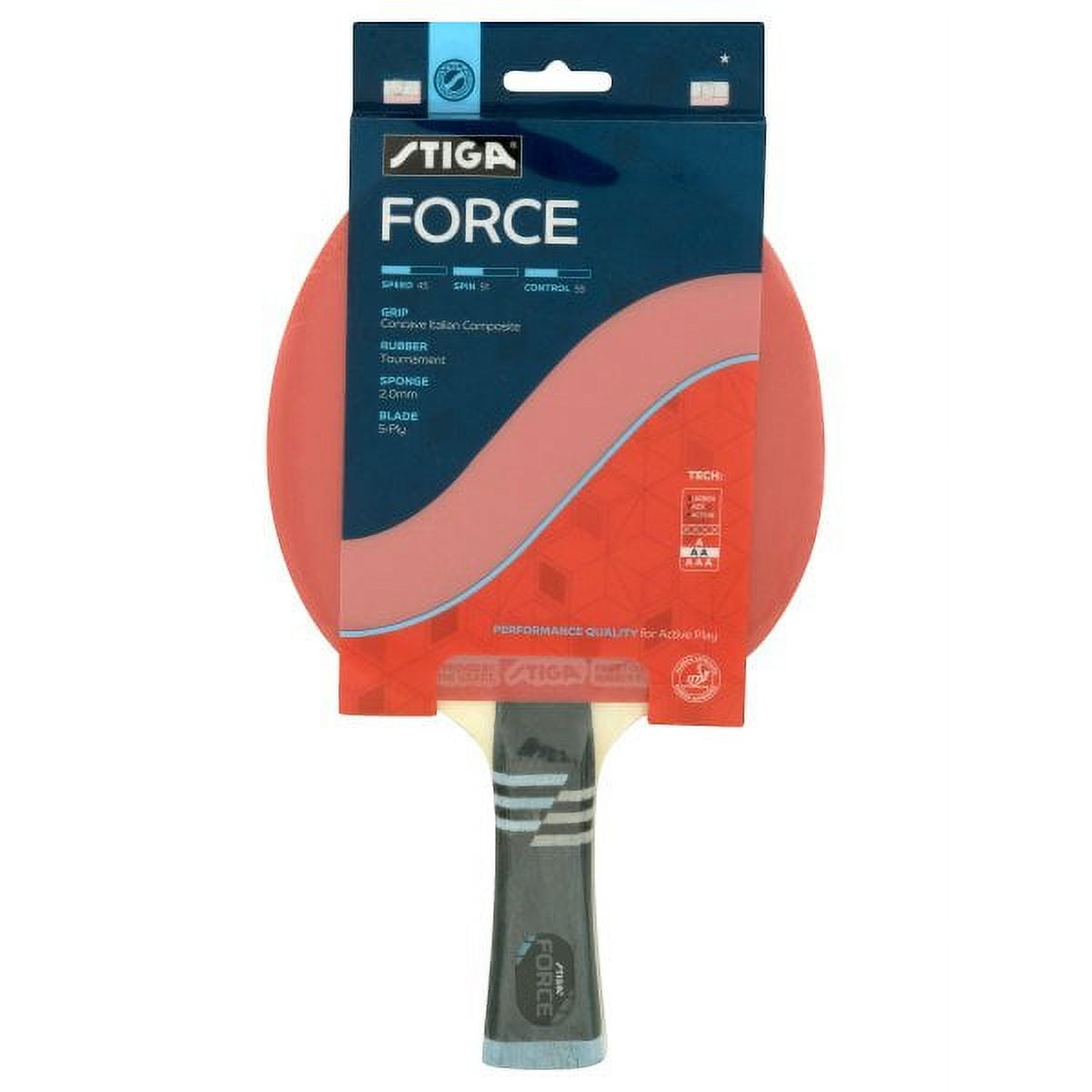 STIGA Force Ping Pong Paddle – 5-ply Blade – 2mm Sponge – Flared ...