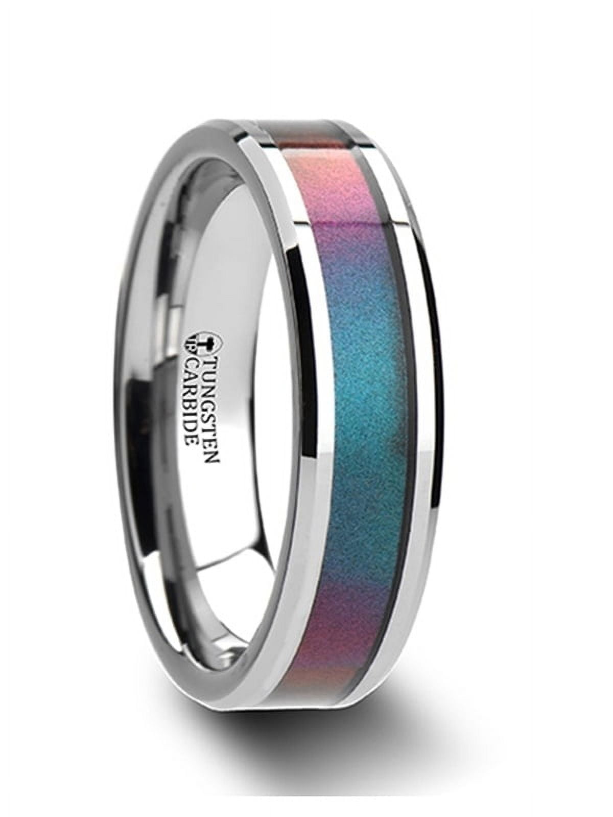 STINGRAY Tungsten Carbide Ring with Blue/Purple Color Changing Inlay ...