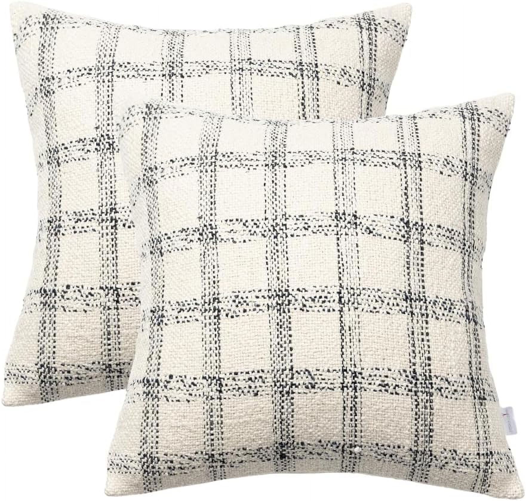 STITCH N STRING: 18x18 White and Blue Plaid Cotton Farmhouse Pillow Covers (Set of 2) - Walmart.com