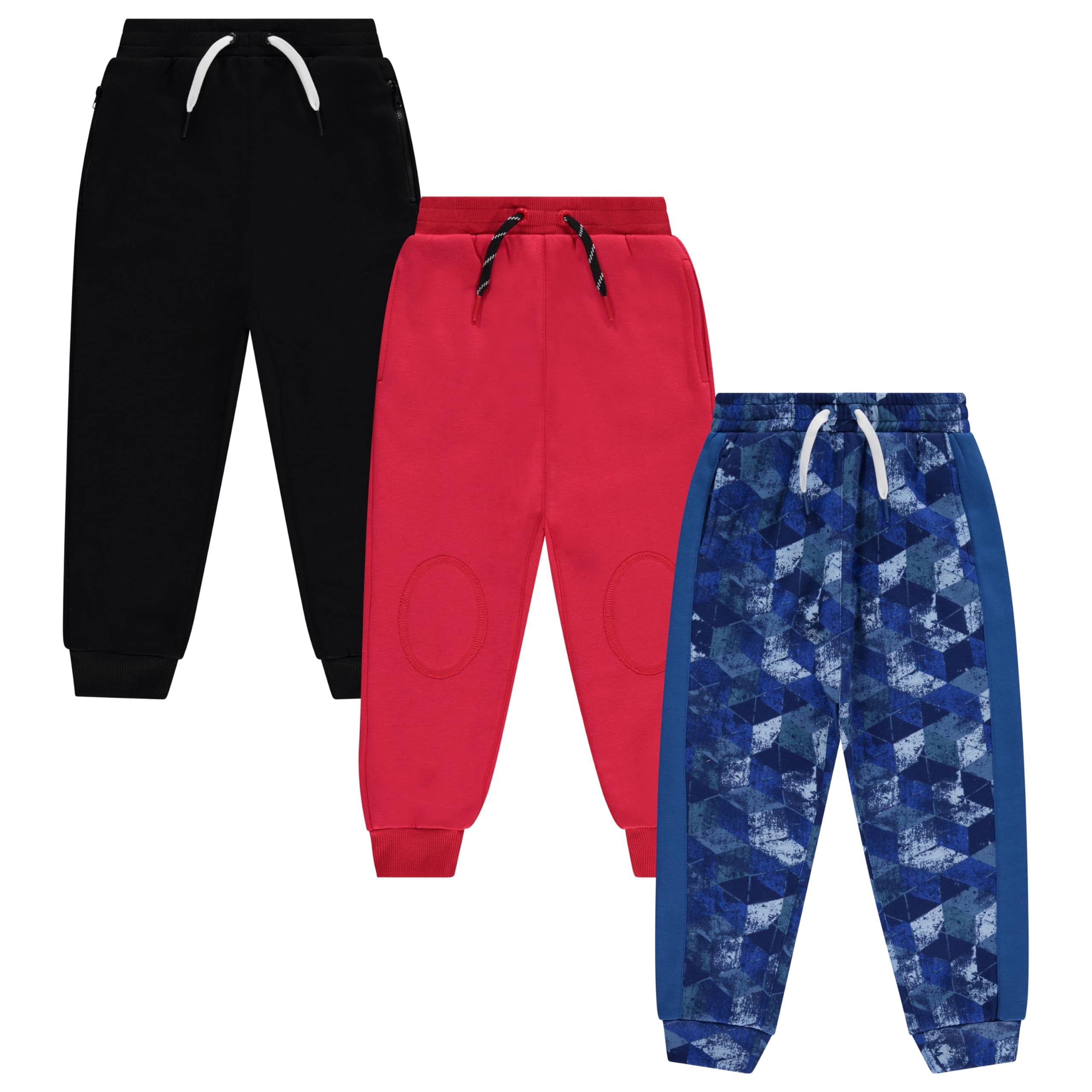STITCH & STONE Boys 3PK Joggers - Comfy and Cool Pants for Boys, CUBES ...