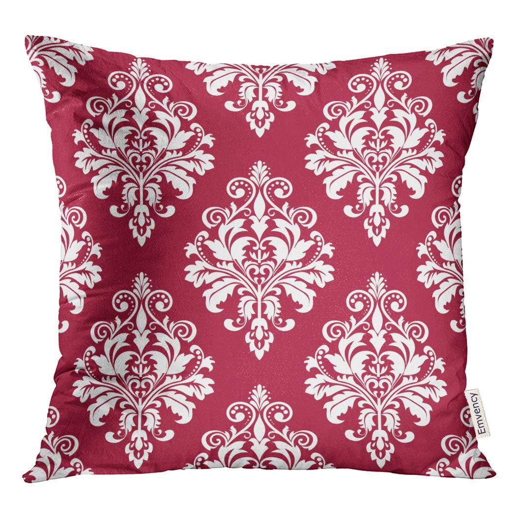 STOAG Antique Floral Pattern Baroque Damask Red and White Graphic Throw ...