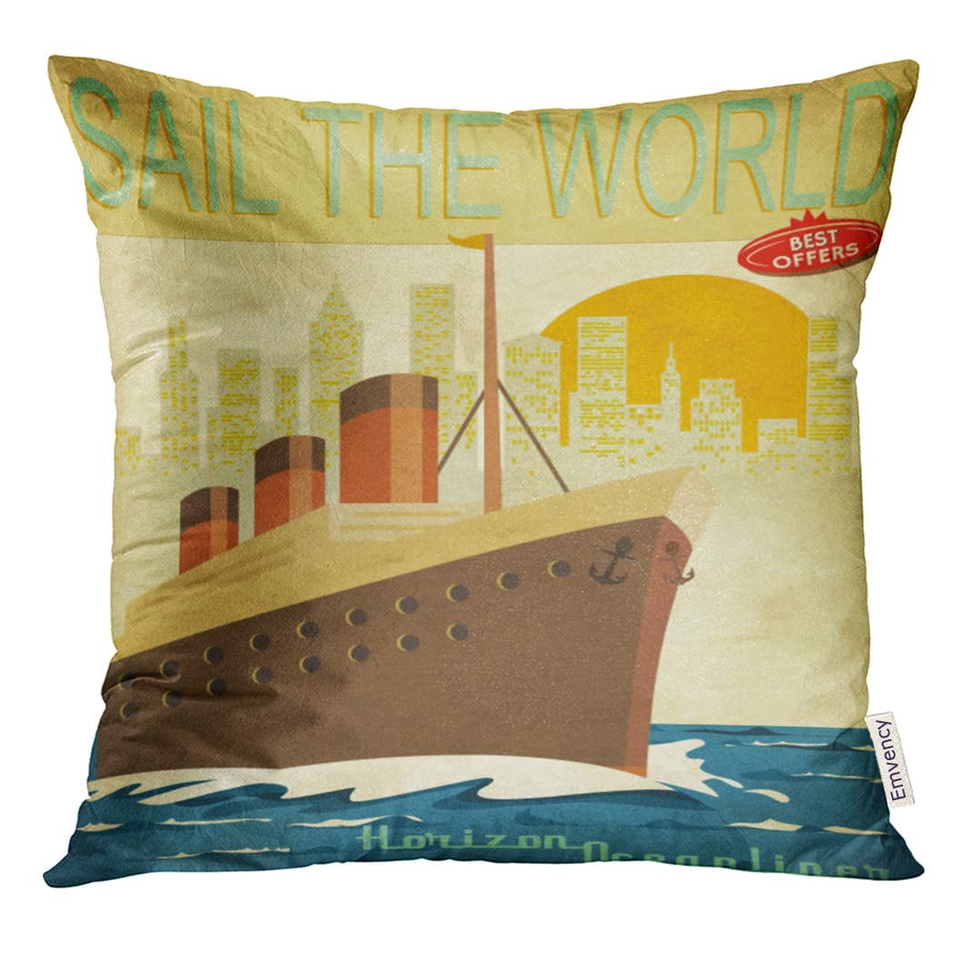 STOAG Travel Sail The World Vintage with Ocean Liner and Cityscape Ship ...