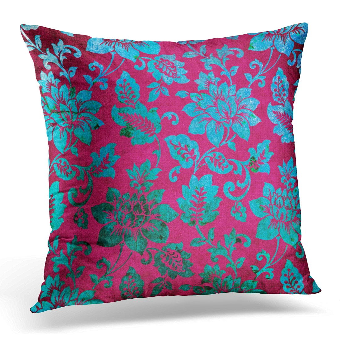 STOAG Vintage Lime Floral Damask Blue Pink Green Fuschia Throw ...