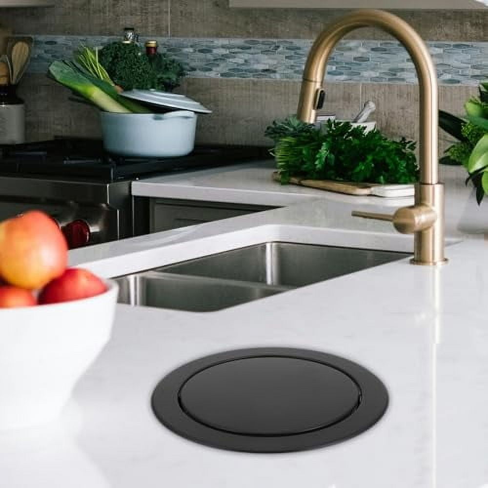 STOBAZA Drop in Trash Chute Round Stainless Steel Countertop Waste ...