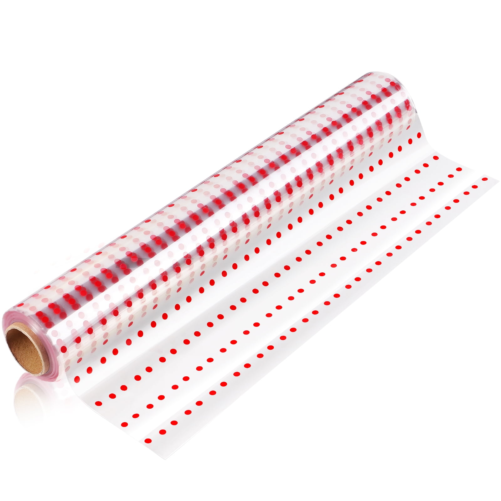 STOBOK 1 Roll 3000x80cm Cellophane Wrap Clear Red Spotted 3 Mil ...