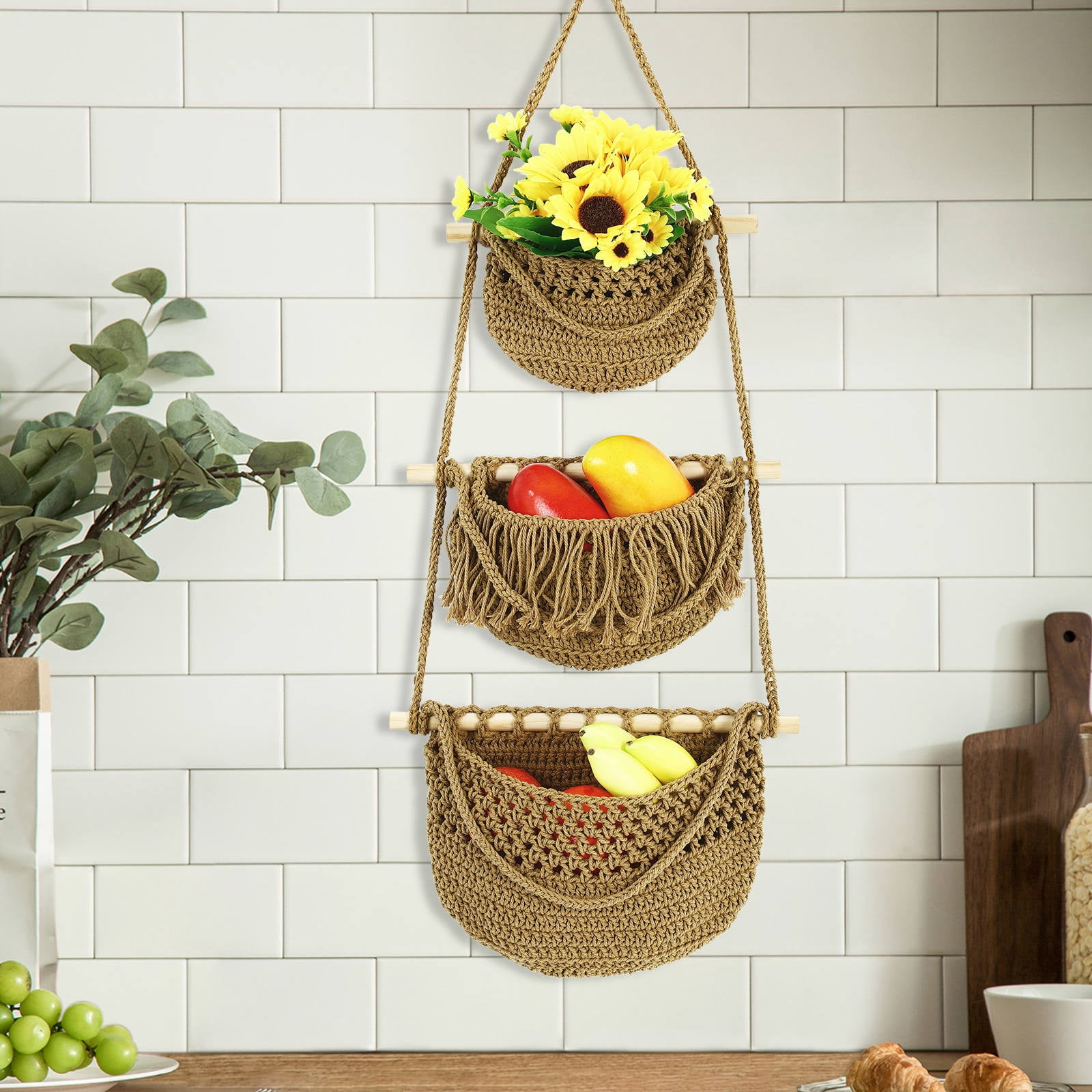 STOBOK 1 Set Tiered Hanging Storage Bag Light Brown Organizer for ...