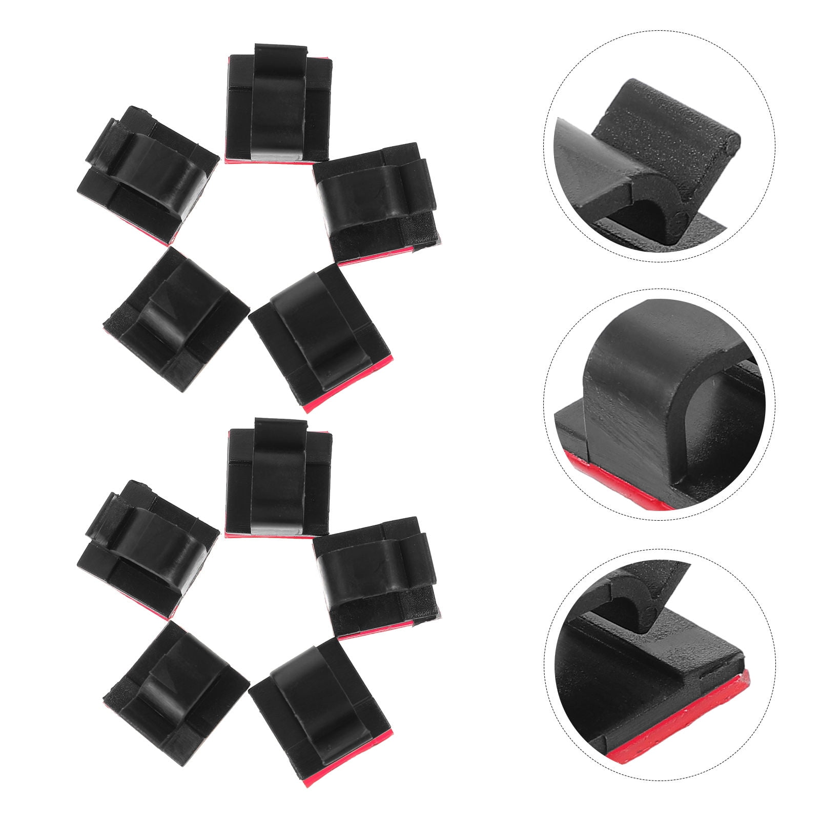 STOBOK 100Pcs Durable Stick on Cable Clips Black with Transparent ...