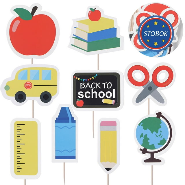 STOBOK 18Pcs Lovely Cake Topper Back to School Party Cake Topper ...