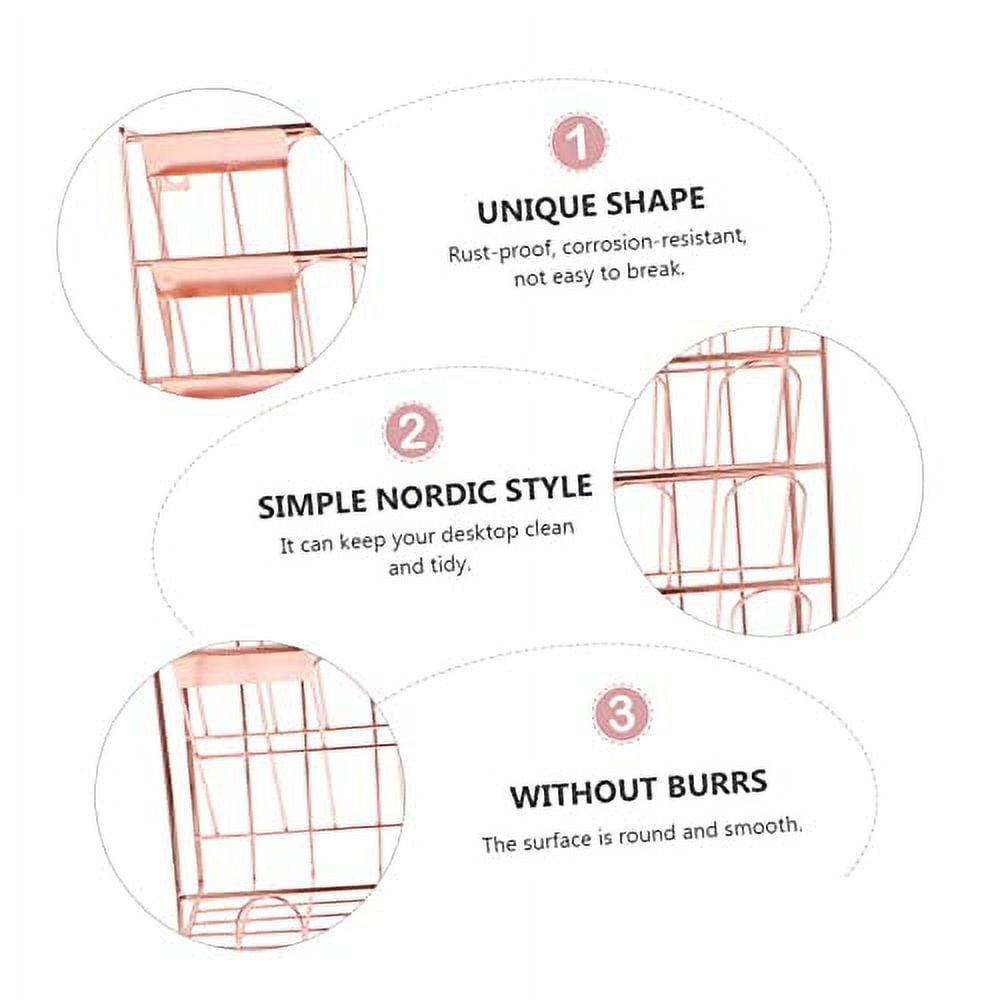 STOBOK 1pc Wrought Iron Bookshelf Vertical File Sorter Magazine Holder ...