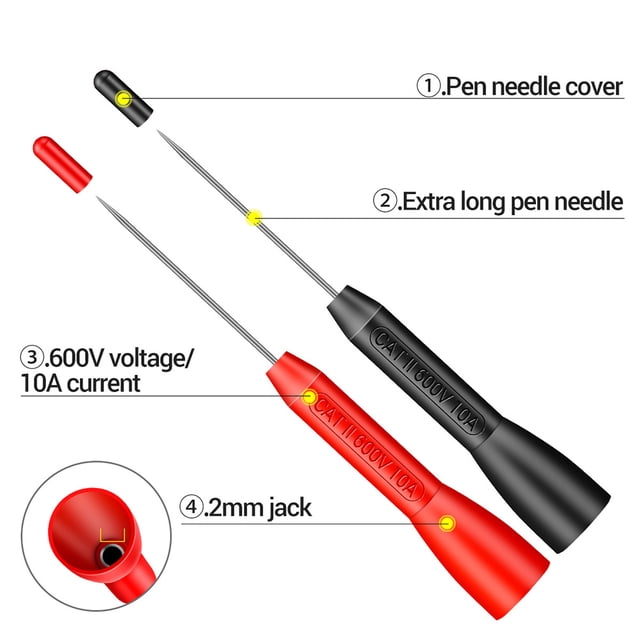 STOBOK 2Pairs Back Probe Kit Automotive Stainless Steel Test Probes for ...