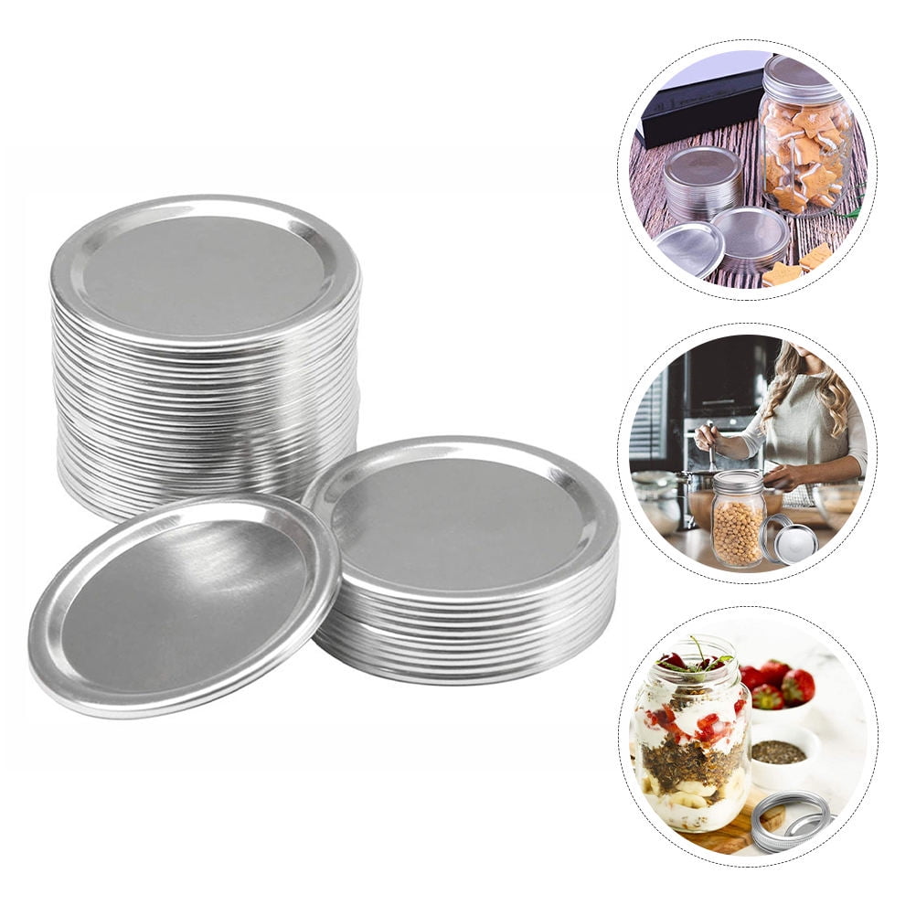 STOBOK 24Pcs Split Type Plated Silver Jar Lids Metal Caps for Glass ...