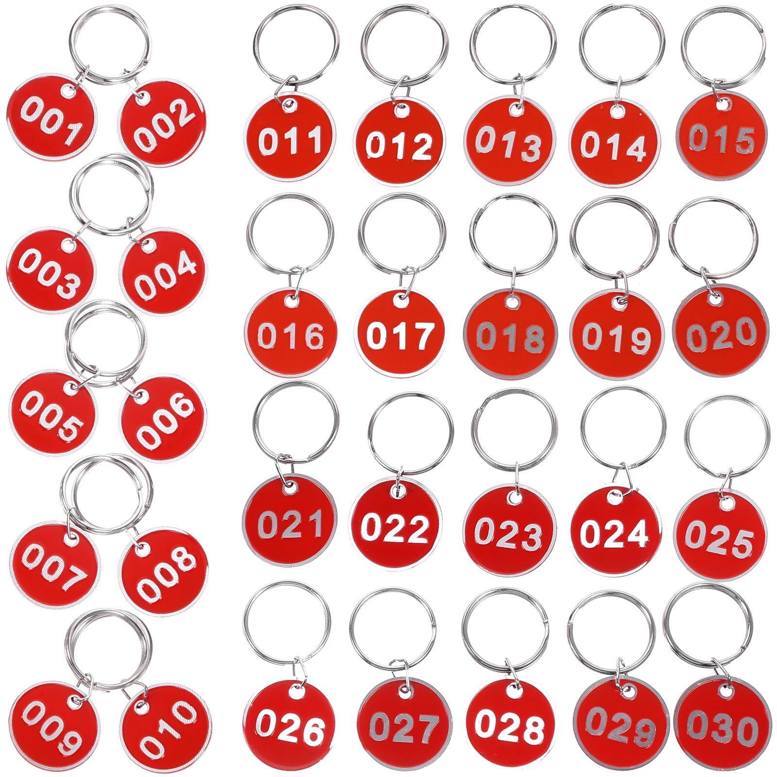 STOBOK 30Pcs Portable Red Round Number Tags with Keyrings for ...