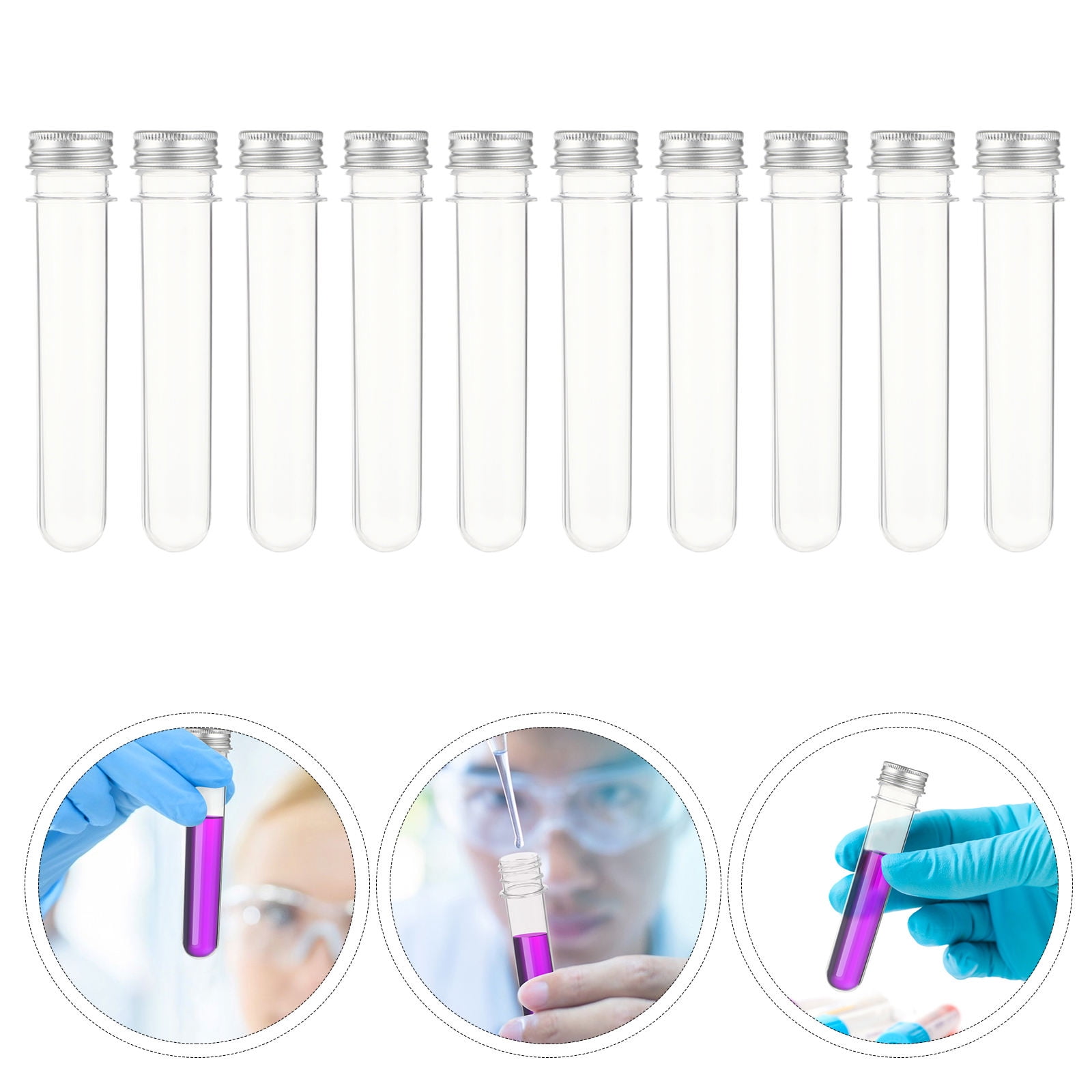 STOBOK 40ml Test Tube Bottles with Lids Plastic Mini Storage Tubes Easy ...