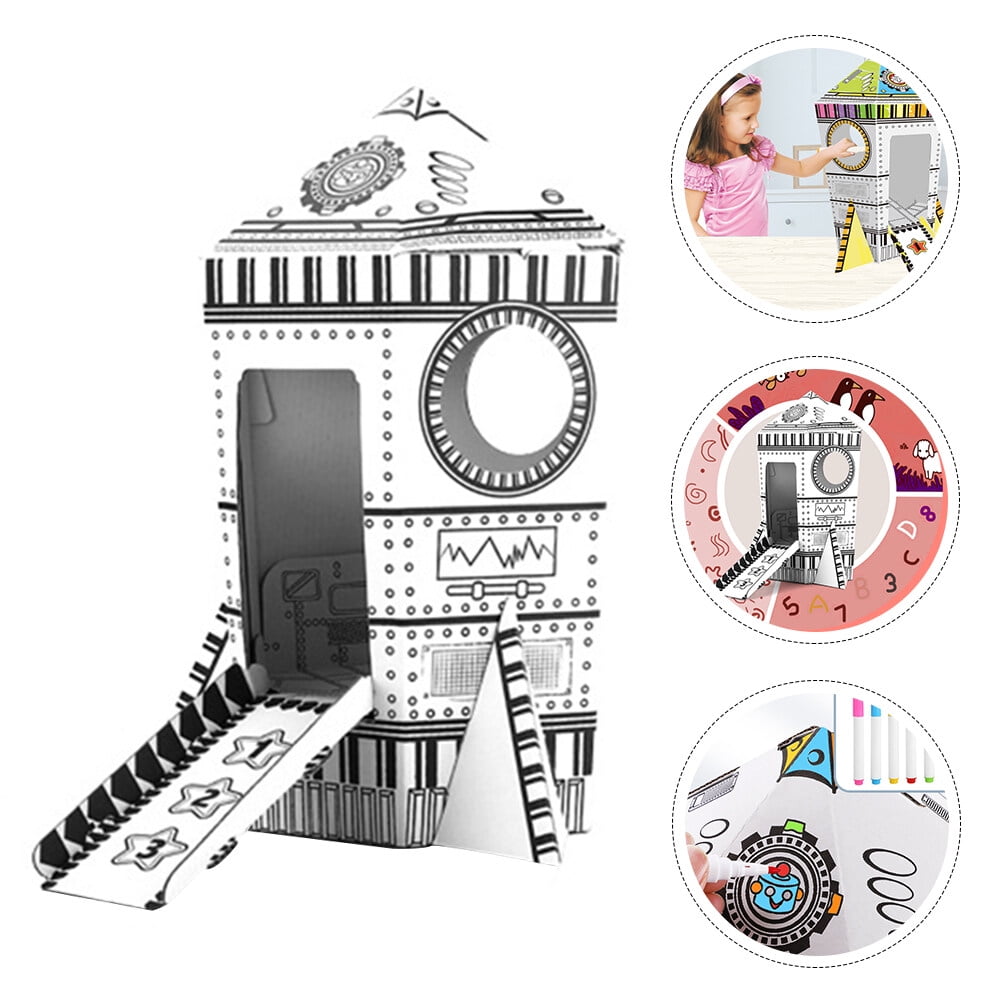 STOBOK Creative Toys Paper Toy Rocket Playhouse White 1 Set for Fun ...