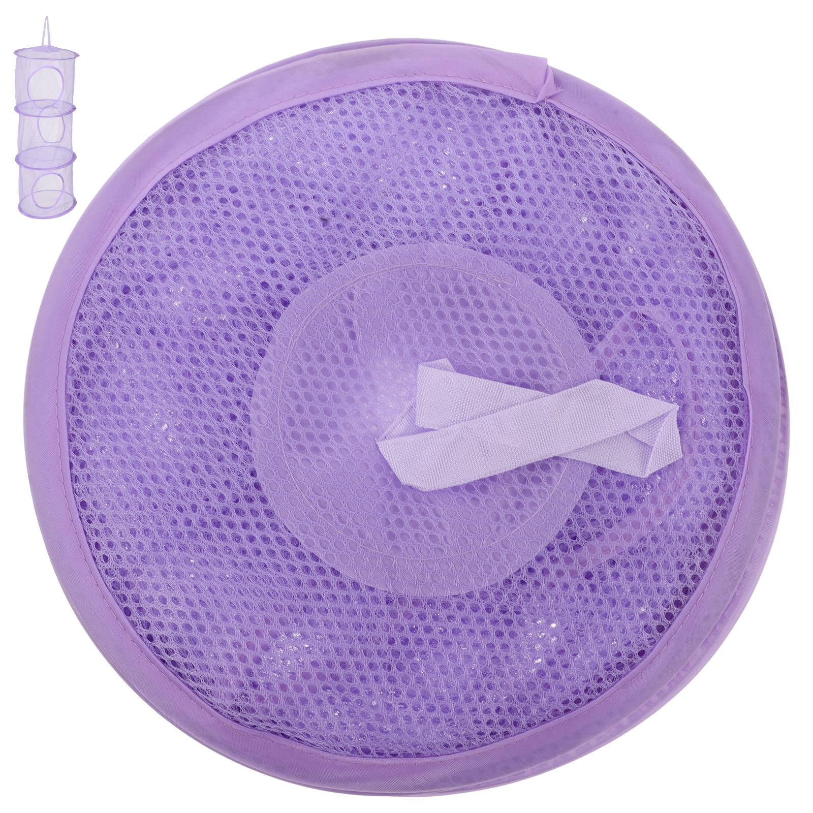STOBOK Purple Hanging Storage Organizer Mesh Bag with 3 Compartments ...