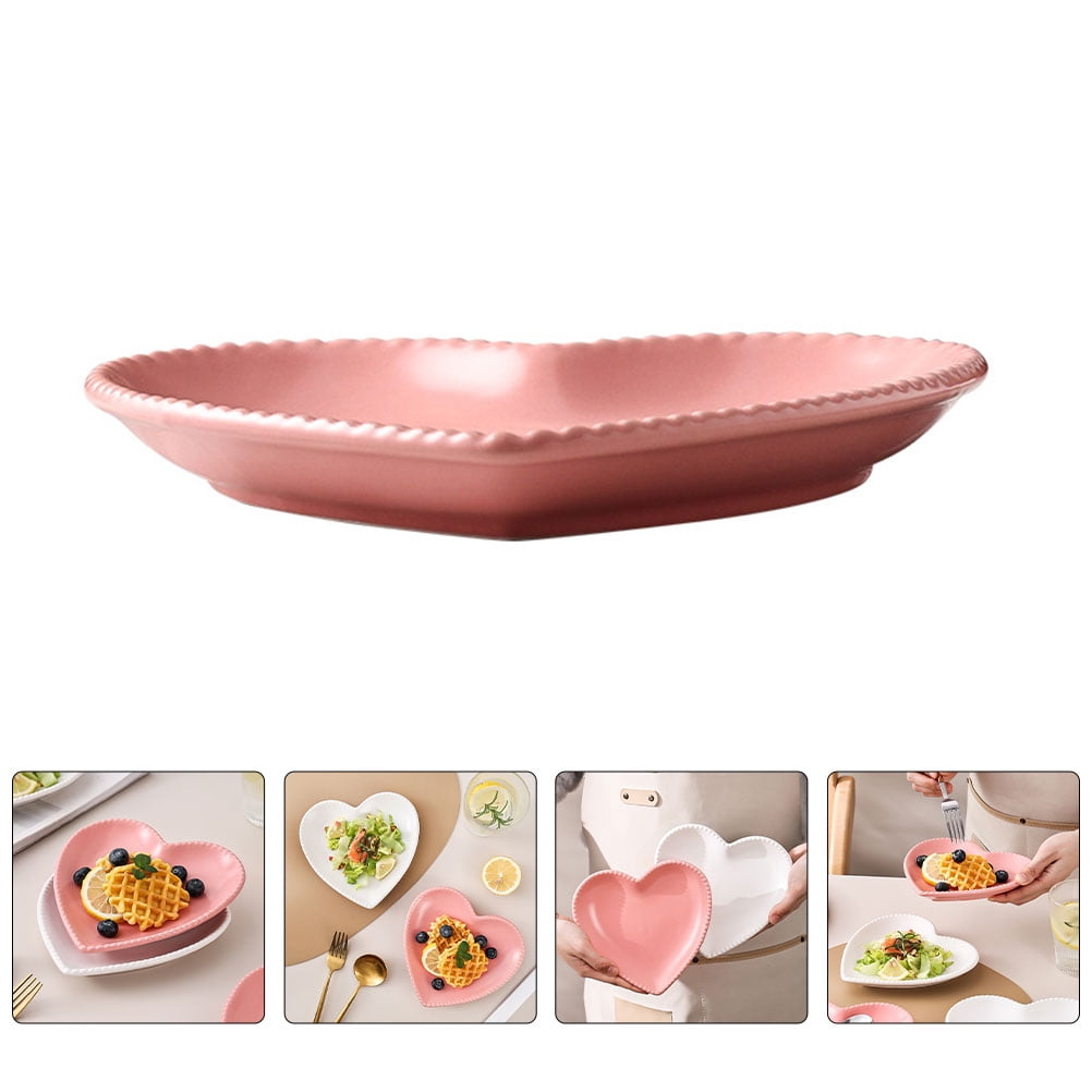 STOBOK Heart Shaped Ceramic Dish Fruit Tray Food Serving Tray Kitchen ...