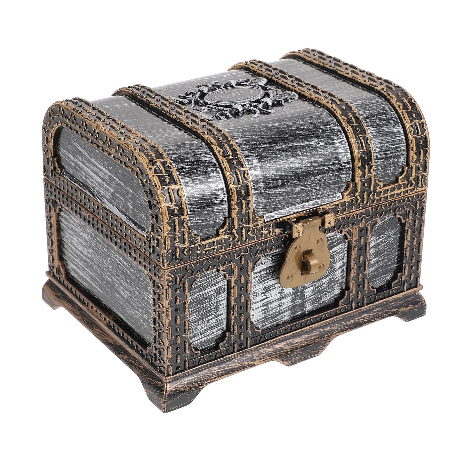 STOBOK Lockable Treasure Chest Vintage Black ABS Home Decor for ...