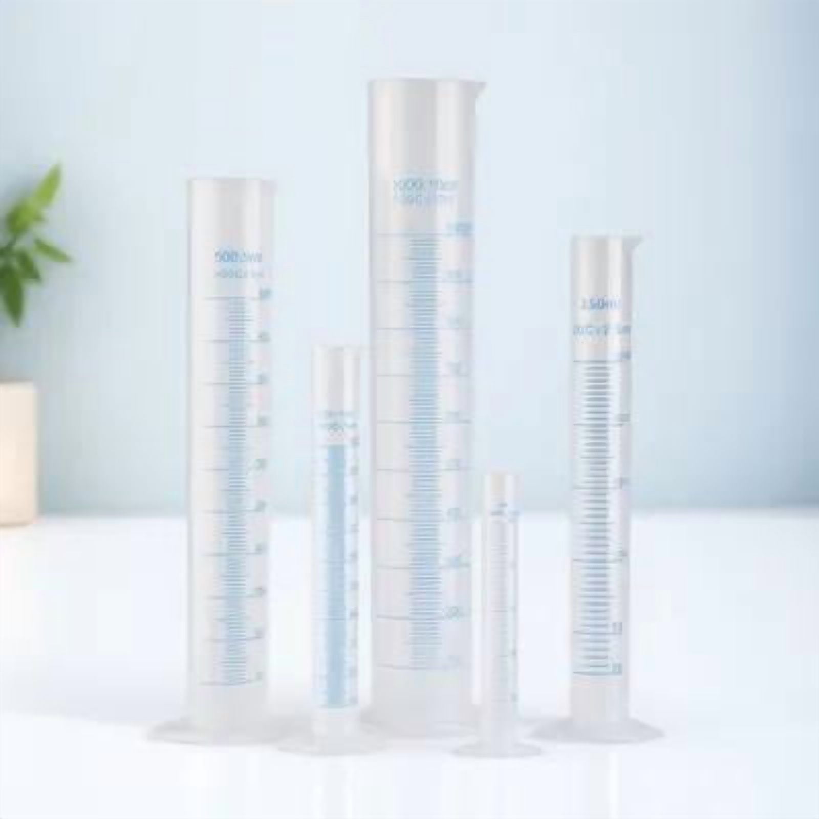STOBOK 5Pcs Stable White Plastic Measuring Cylinders with Wide Base for ...
