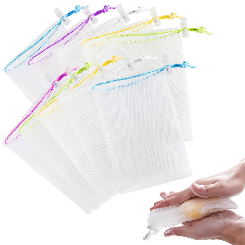 Stoncel 10 Pcs Handmade Soap Bubble Mesh Bags Mesh Soap Saver Pouch
