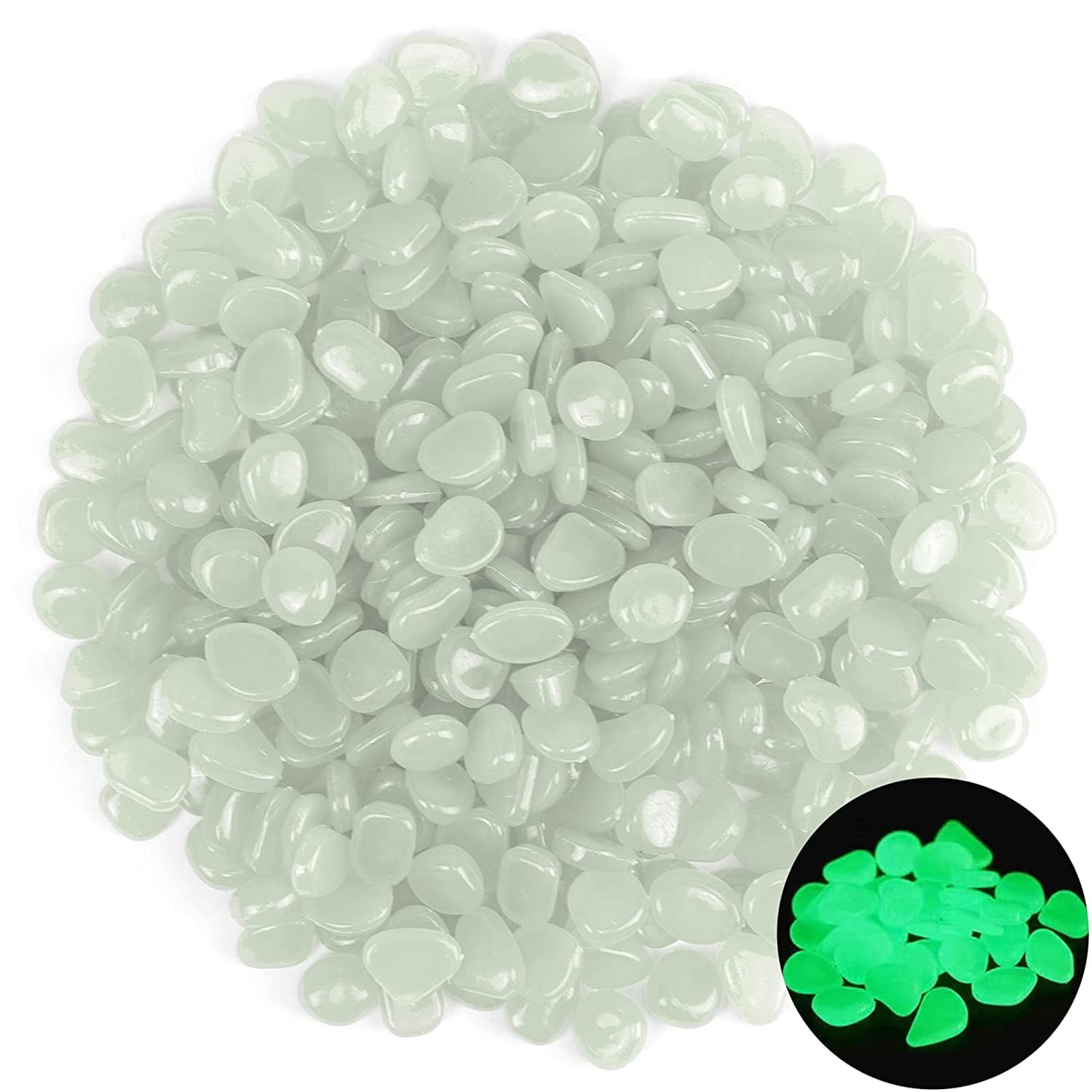 STONCEL 1000PCS White Long Term Glowing Decorative Stone, Glow in the Dark Rocks Light Perfect ...