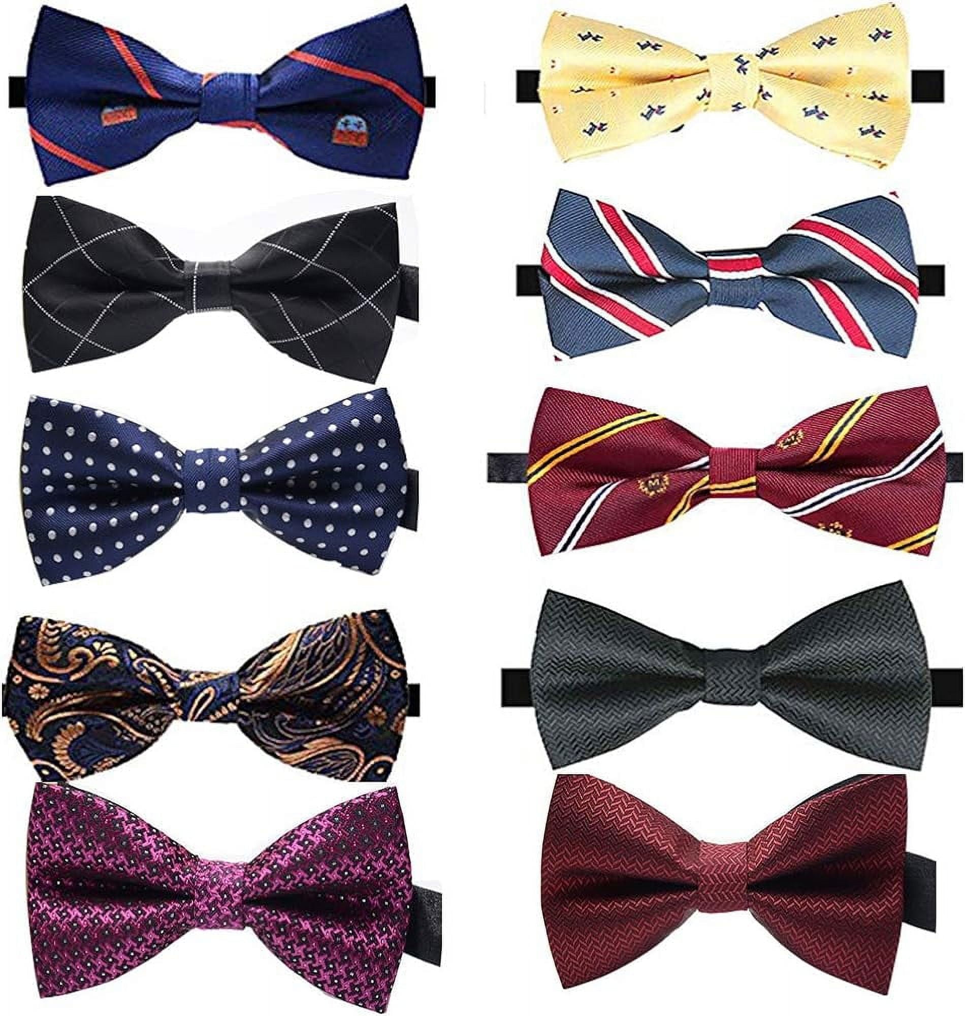 STONCEL 10pc Adjustable Neck Bow Ties Set, Slim Necktie for Men Boys ...