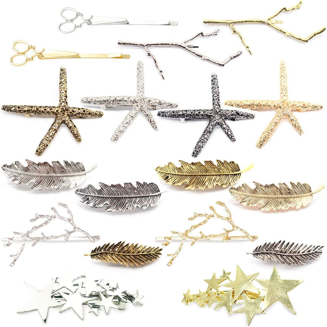 STONCEL 18 PCS Vintage Alloy Hair Clips Pins, MOAMUN Metal Tree Branch ...