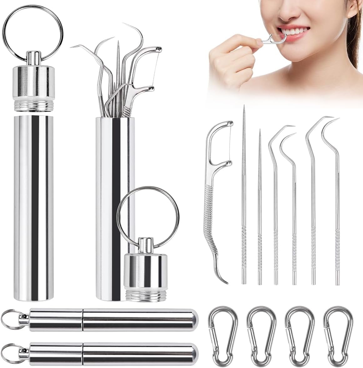 STONCEL 22Pcs Portable Toothpicks Pocket Set, 7Pcs 2Set Reusable Metal ...